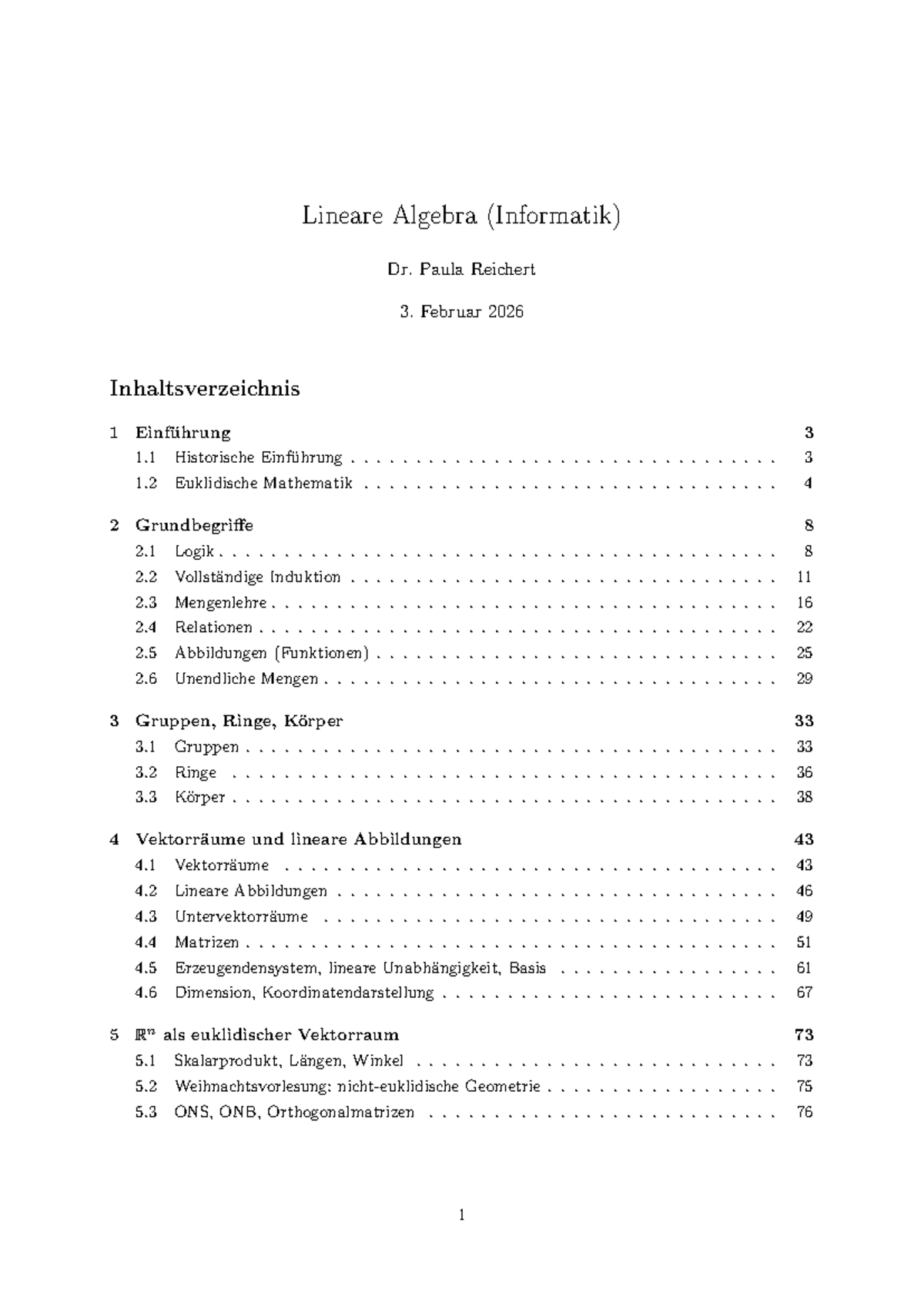 Lin Alg 2526: Einführung in die Lineare Algebra und Grundbegriffe - Studocu