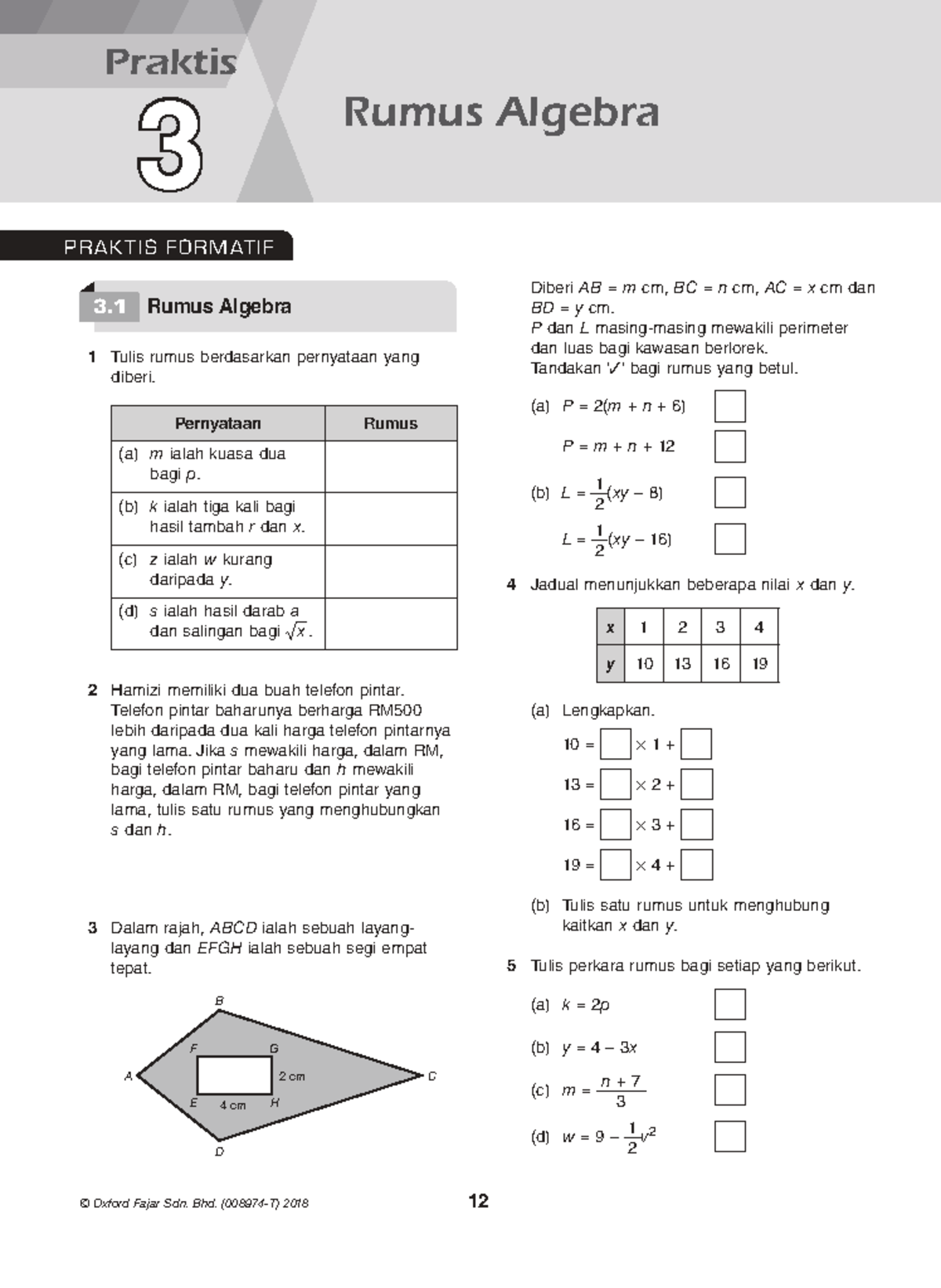 Tg2 (Praktis 3) - Rumus Algebra dan Penyelesaian Soalan Form 2 - Studocu