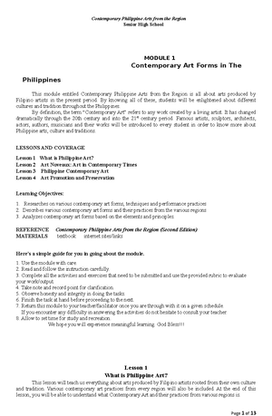 Contemporary Philippine ARTS Module 4 - Senior High School MODULE 4 ...