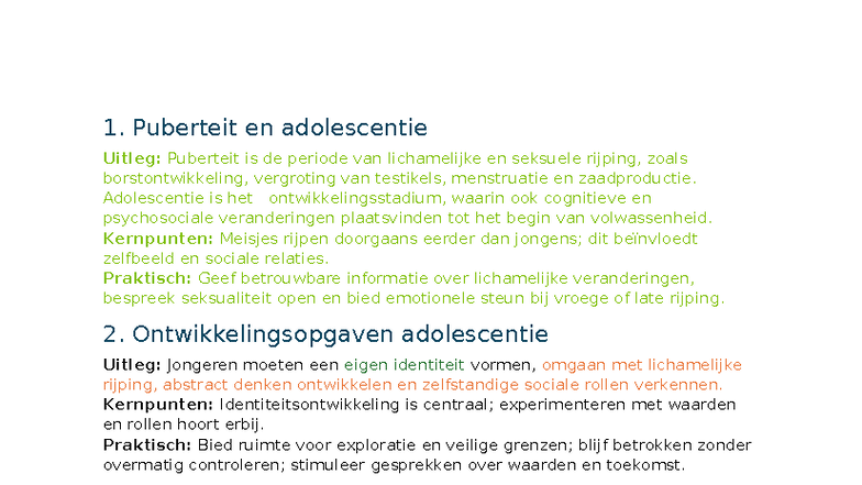 Leertaak 5 - Puberteit en Adolescentie: Ontwikkeling en Opvoeding ...