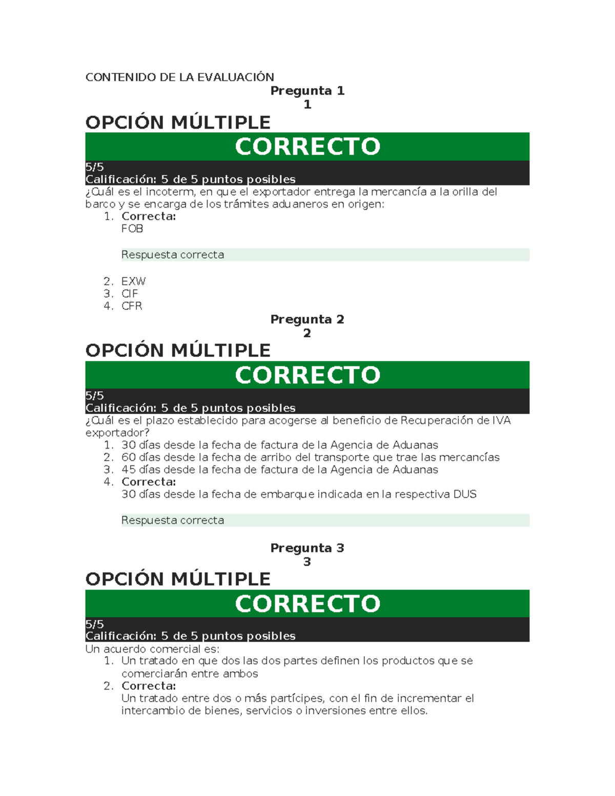 Evaluación N°1: Comercio Exterior - Preguntas y Respuestas - Studocu