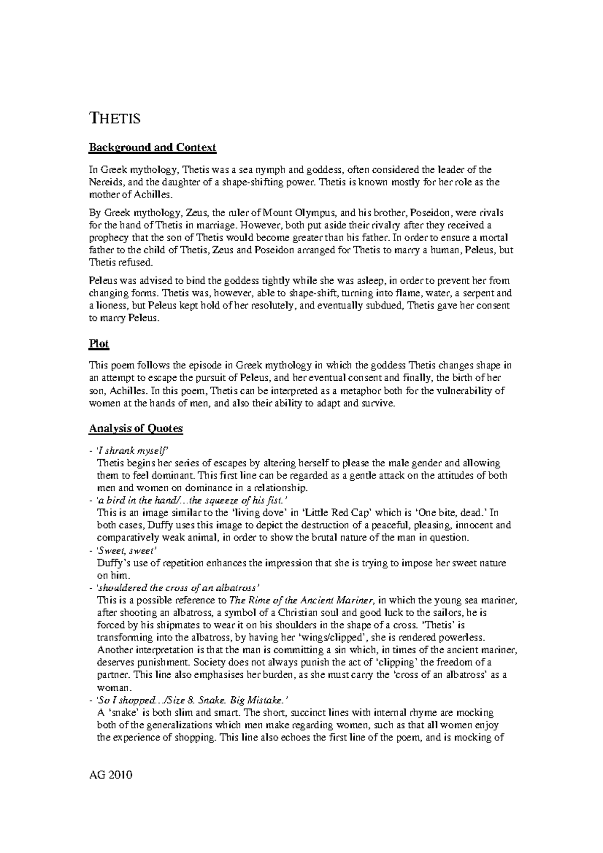 Thetis: Background, Context, and Analysis - Coursework THETIS - Studocu