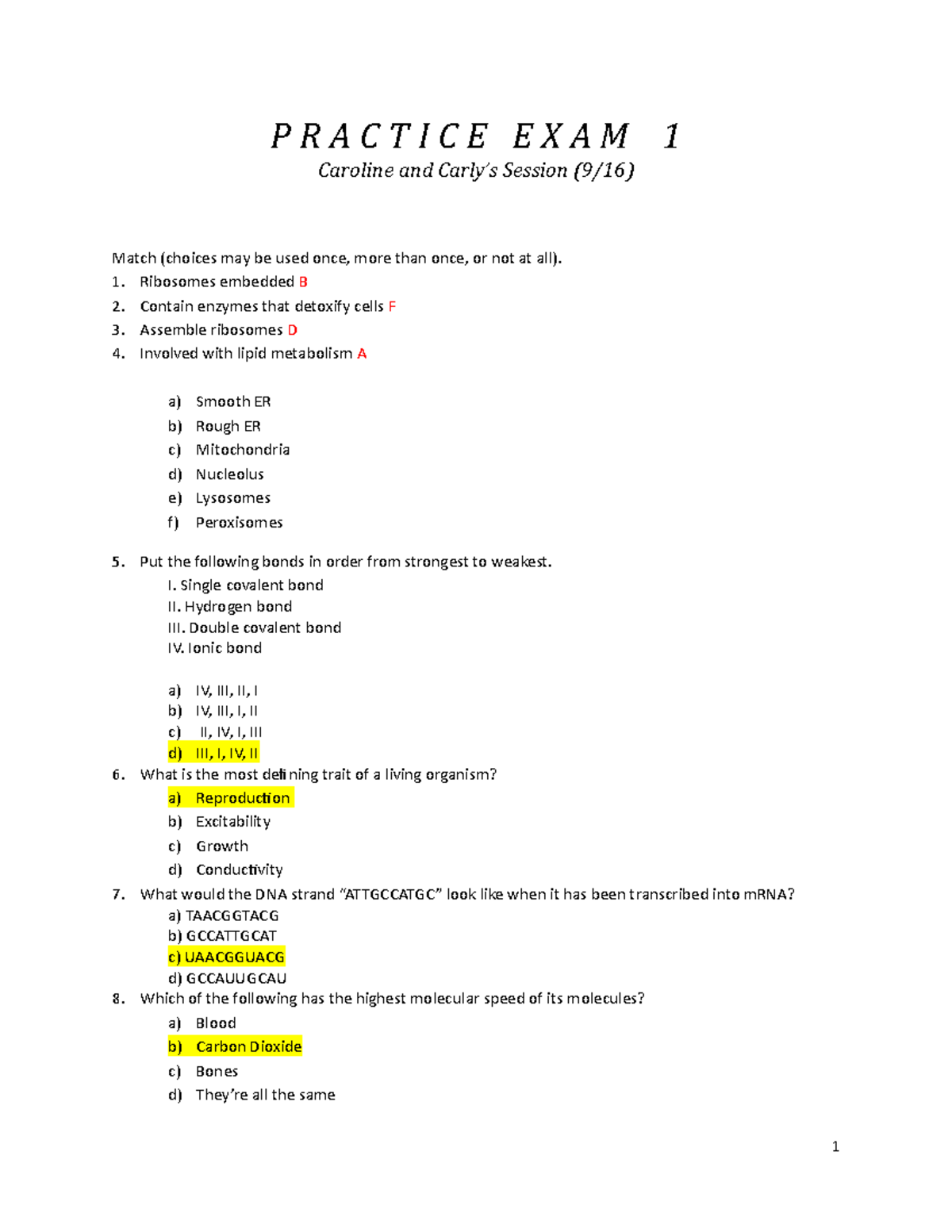 A&P Practice Exam 1 Review - Fall 2019 Insights and Questions - Studocu