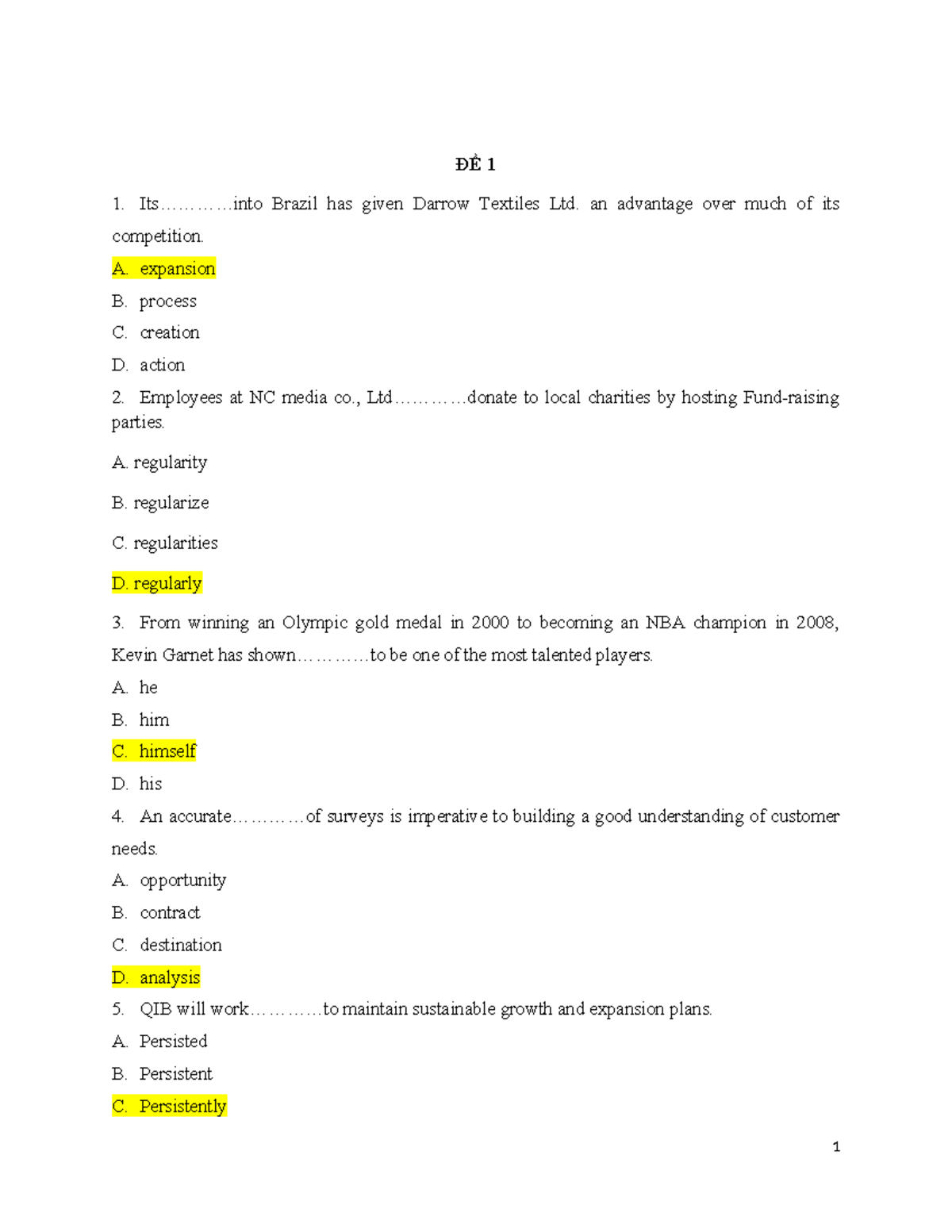 ĐỀ TOEIC READING P5 6 7 - Practice Questions and Answers - Studocu