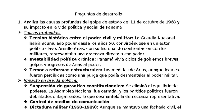Hist 101: Análisis del Golpe de Estado de 1968 y Reformas de Torrijos ...