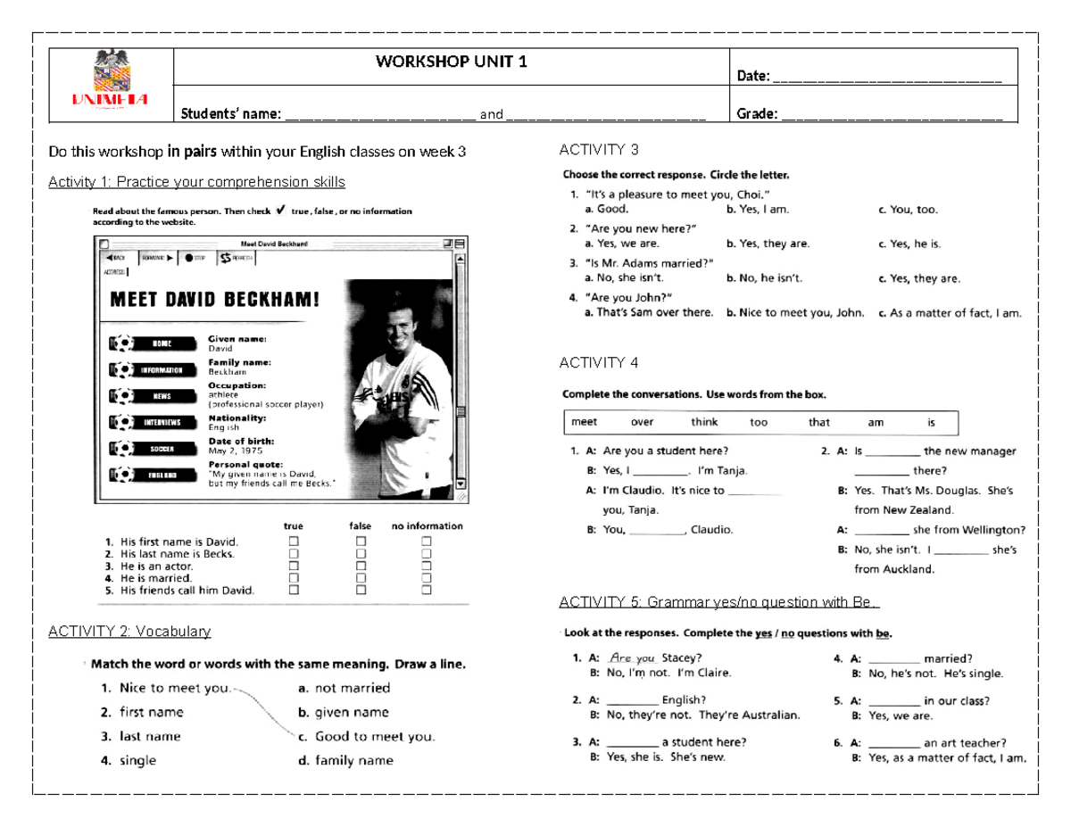 Workshop UNIT 1 - ... - Date: _______________________________ Students ...