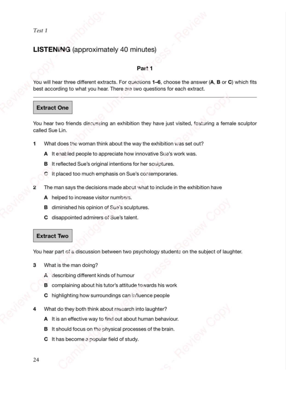 Listening Practice 1 - Test 1 Ambridge Review Listening - Studocu