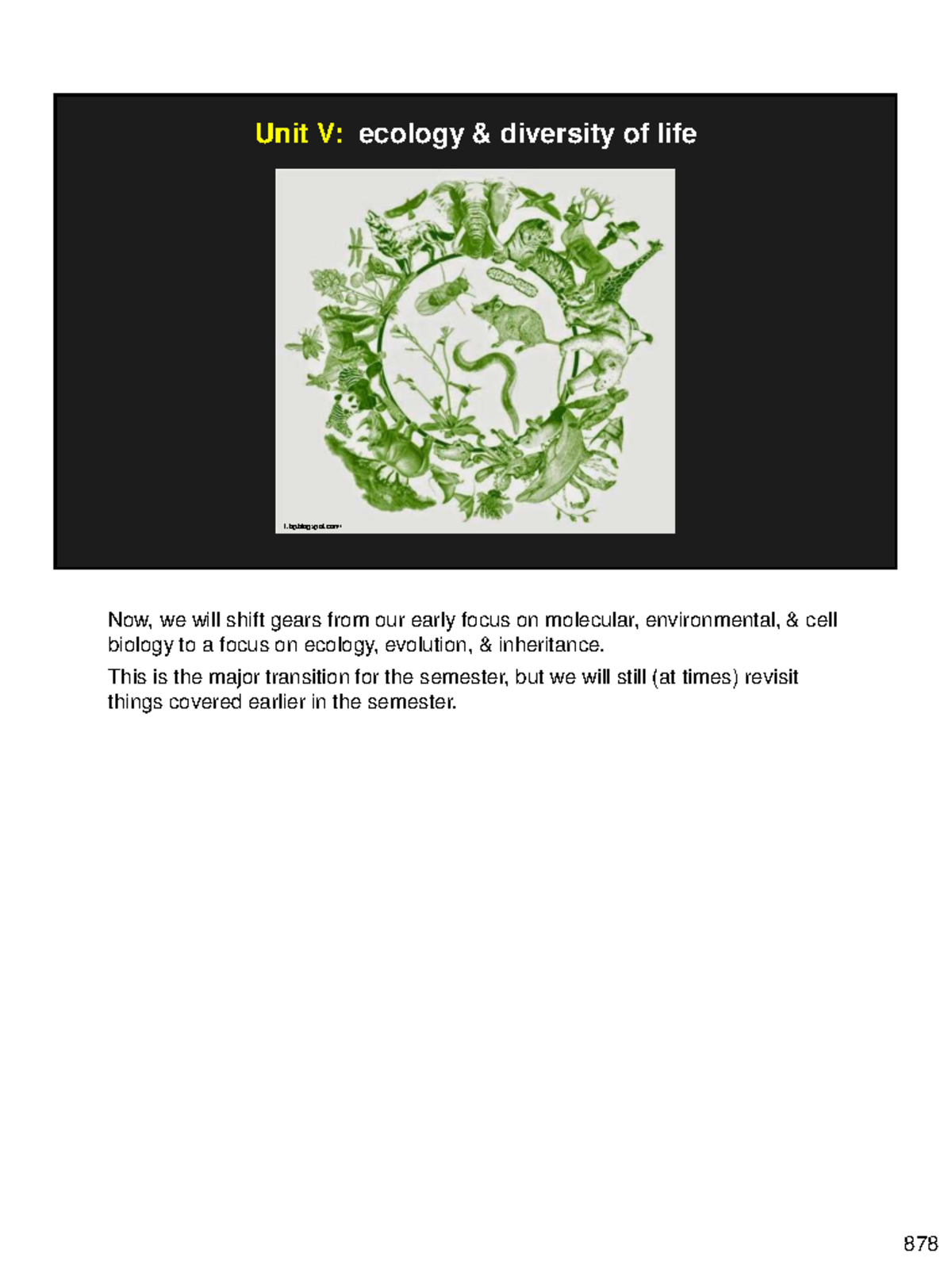 Unit V: Ecology and Evolutionary Diversity of Life - Studocu