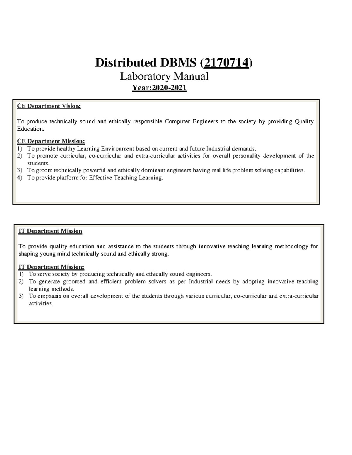 Distributed DBMS (2170714) Lab Manual - Distributed Database Management ...