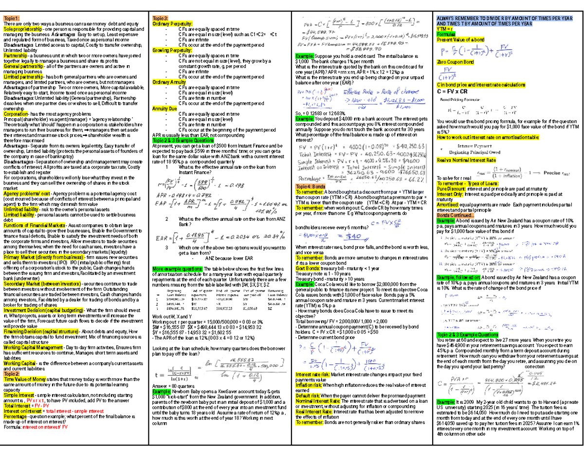 BSNS114 Final Exam Cheat Sheet - Topic 1: There are only two ways a ...
