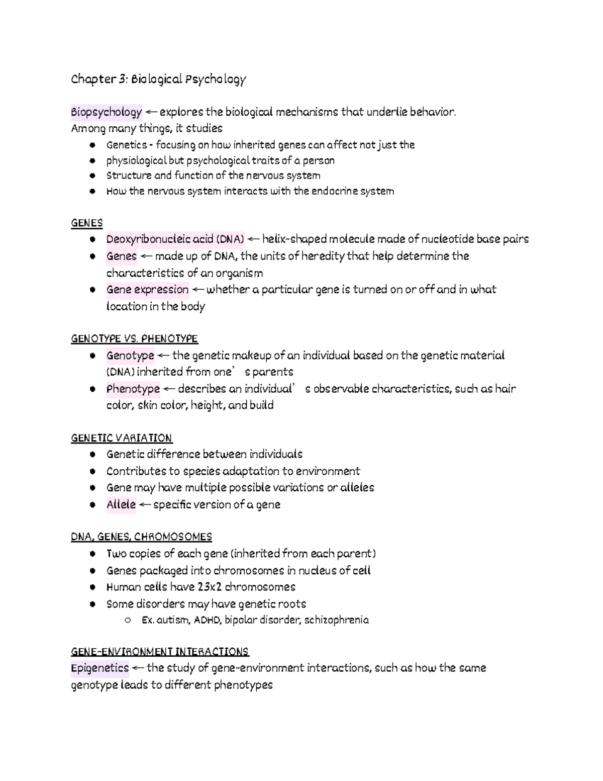 Psych 001 Lecture Notes: Chapter 3 - Biological Psychology Overview ...