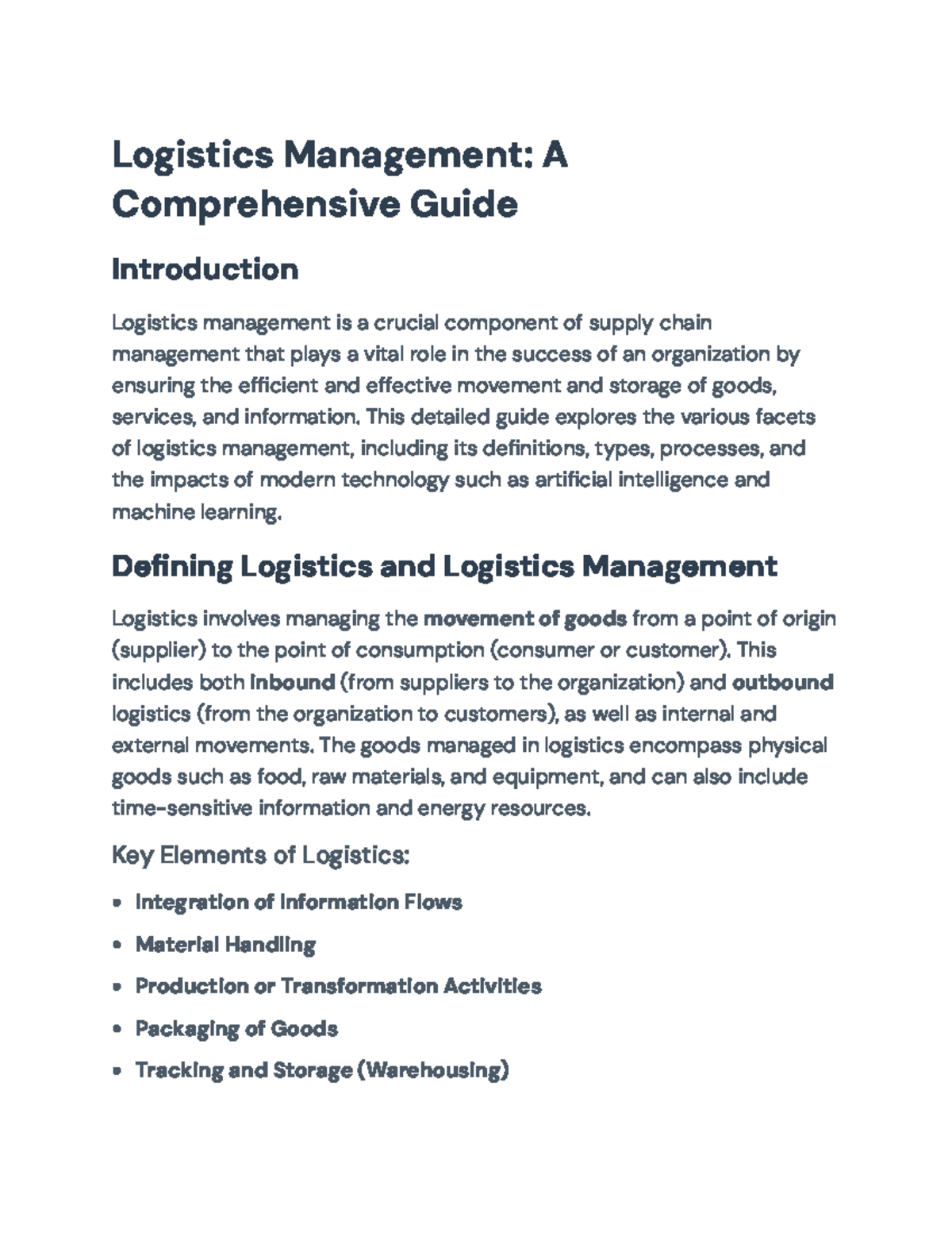 Logistics Management: Comprehensive Guide to Processes and Tech Impact ...