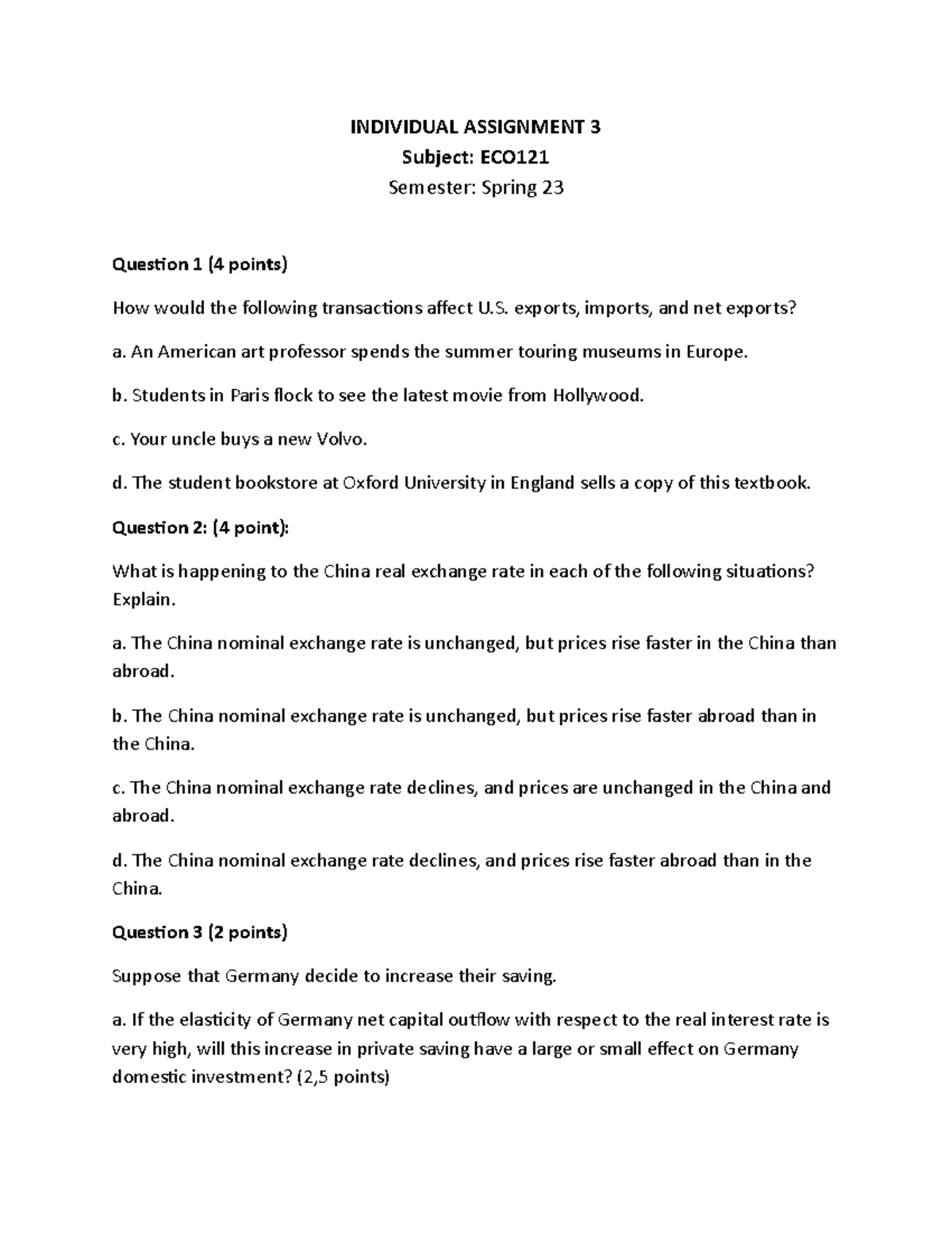 ECO121 Individual Assignment 3 - INDIVIDUAL ASSIGNMENT 3 Subject: ECO ...