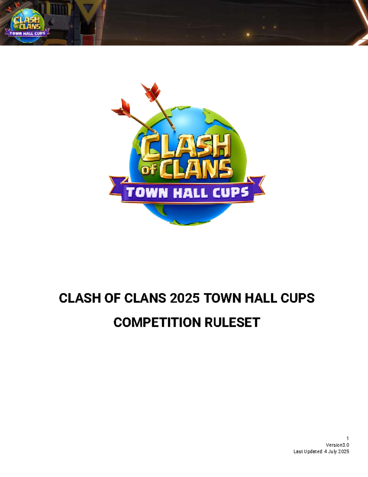 CLASH OF CLANS 2025 TOWN HALL CUP COMPETITION RULES V3.0 - Studocu