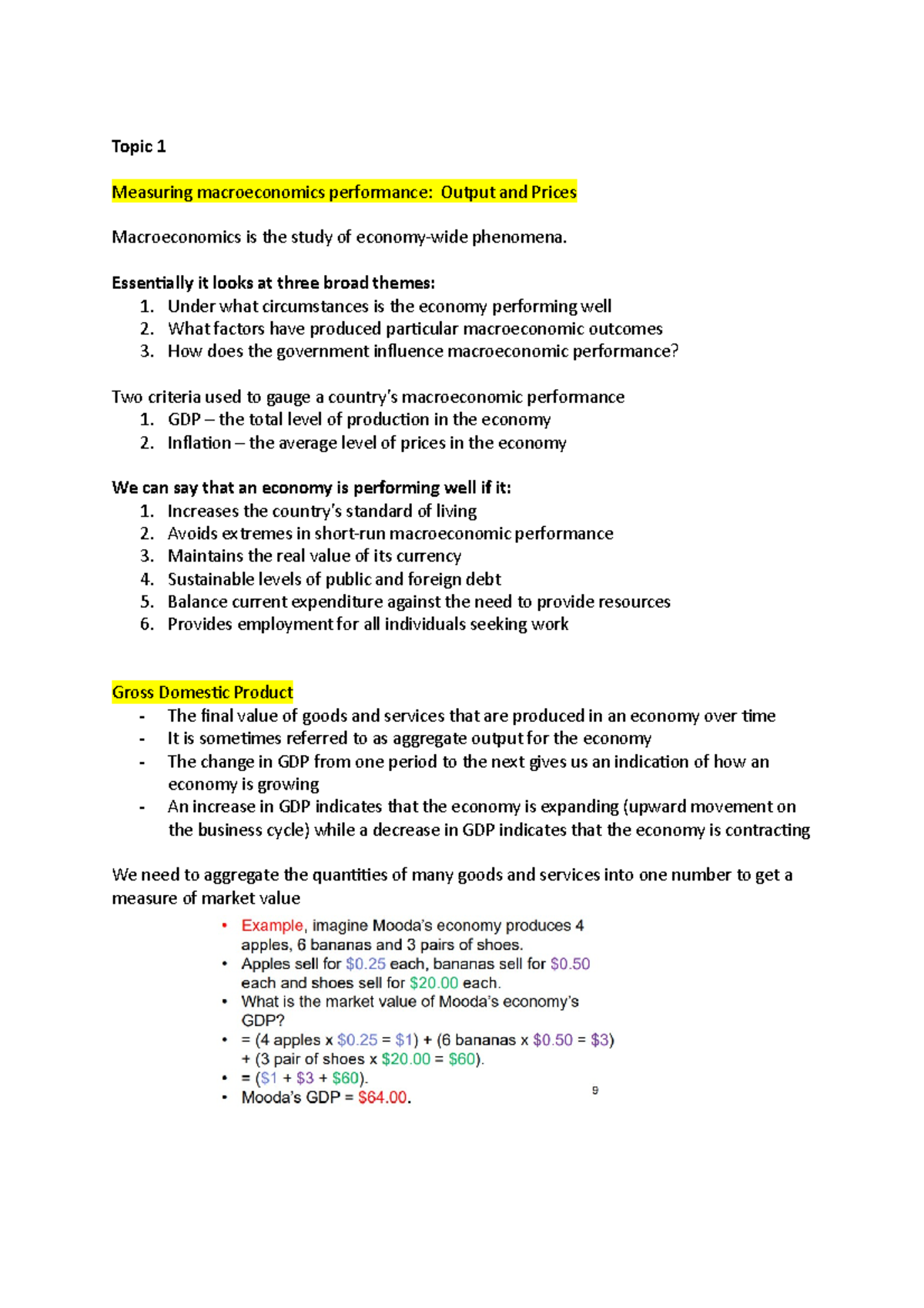 MACRO 101: Comprehensive Exam Notes on Economic Performance and Labor ...