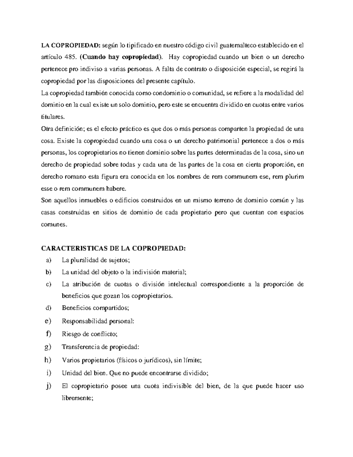 LA Copropiedad en el Código Civil Guatemalteco: Conceptos y ...