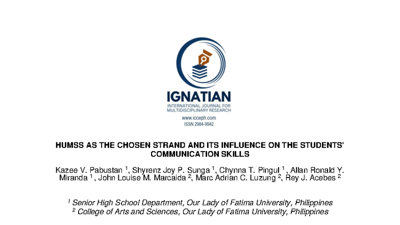HUMSS 2024: Impact of Humanities Strand on Communication Skills - Studocu