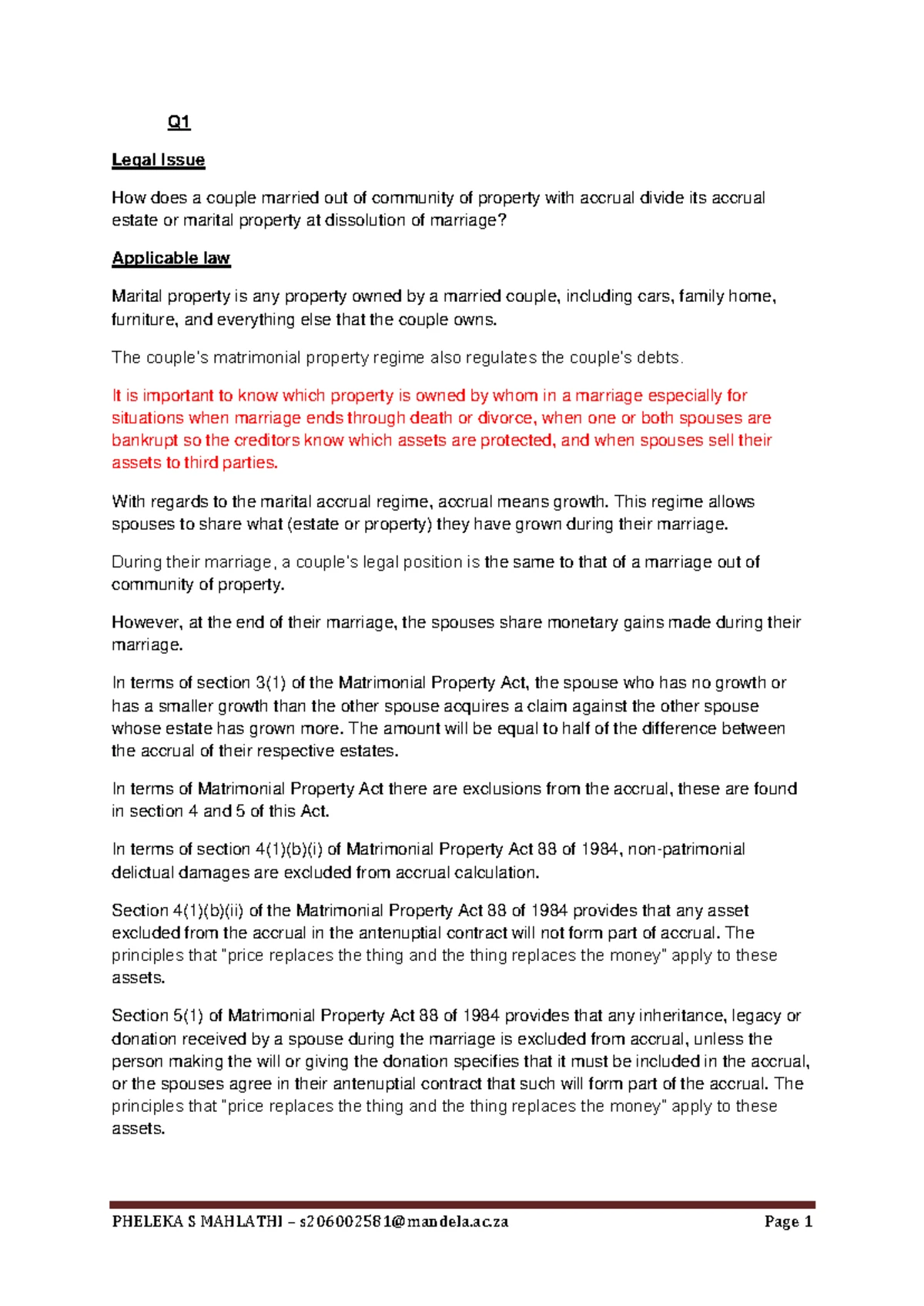 Grootboom Case Summary - Surname and initials Mahlathi PS Student ...