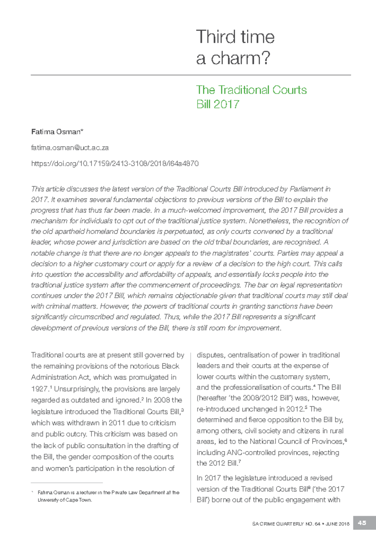 Traditional Courts Bill 2017: Analyzing Key Changes and Critiques - Studocu