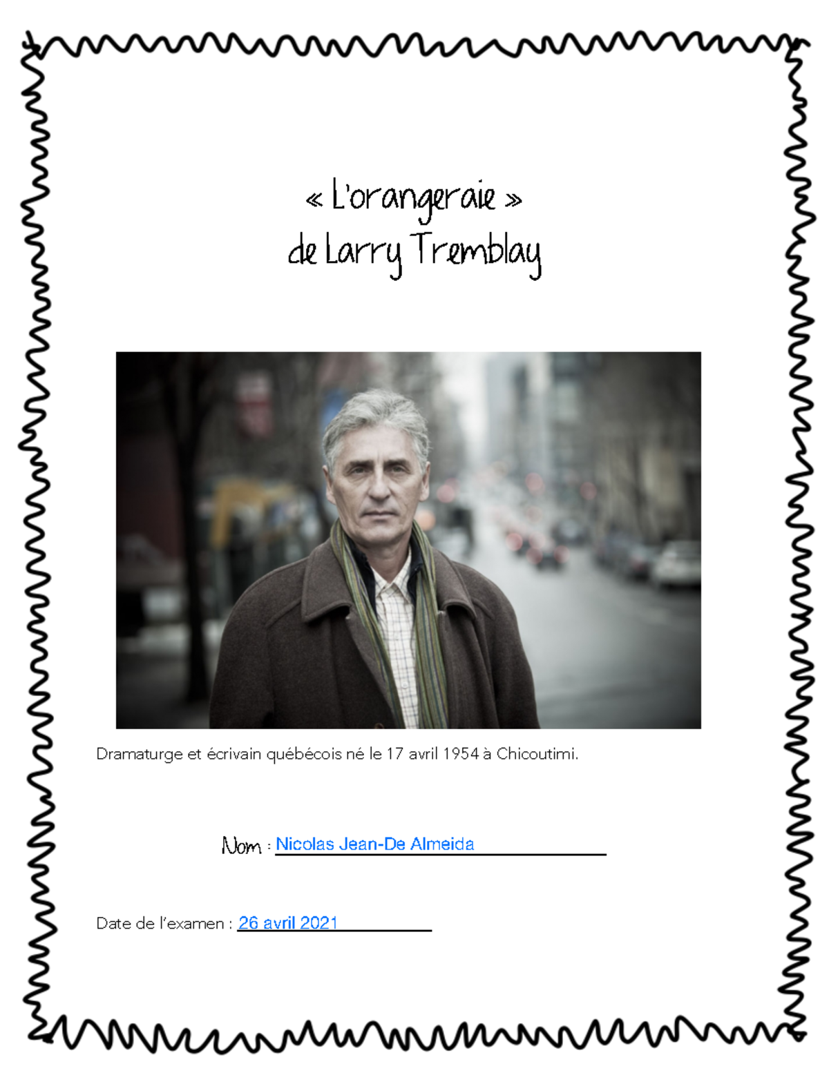 Lx27 - Analyse du roman "L'orangeraie" de Larry Tremblay - Notes d ...