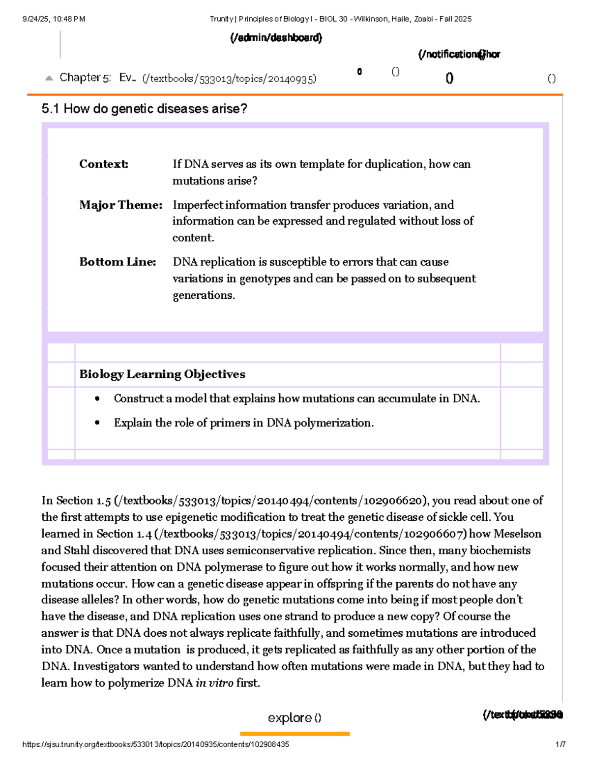 Principles of Biology I - BIOL 30: DNA Polymerase & Genetic Mutations ...