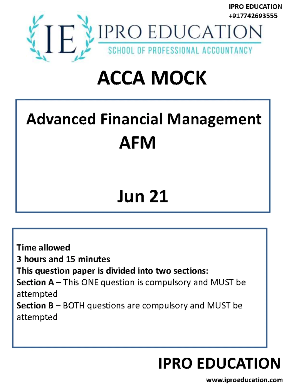 AFM S25-J26 Advanced Financial Management Syllabus & Study Guide 2025 ...