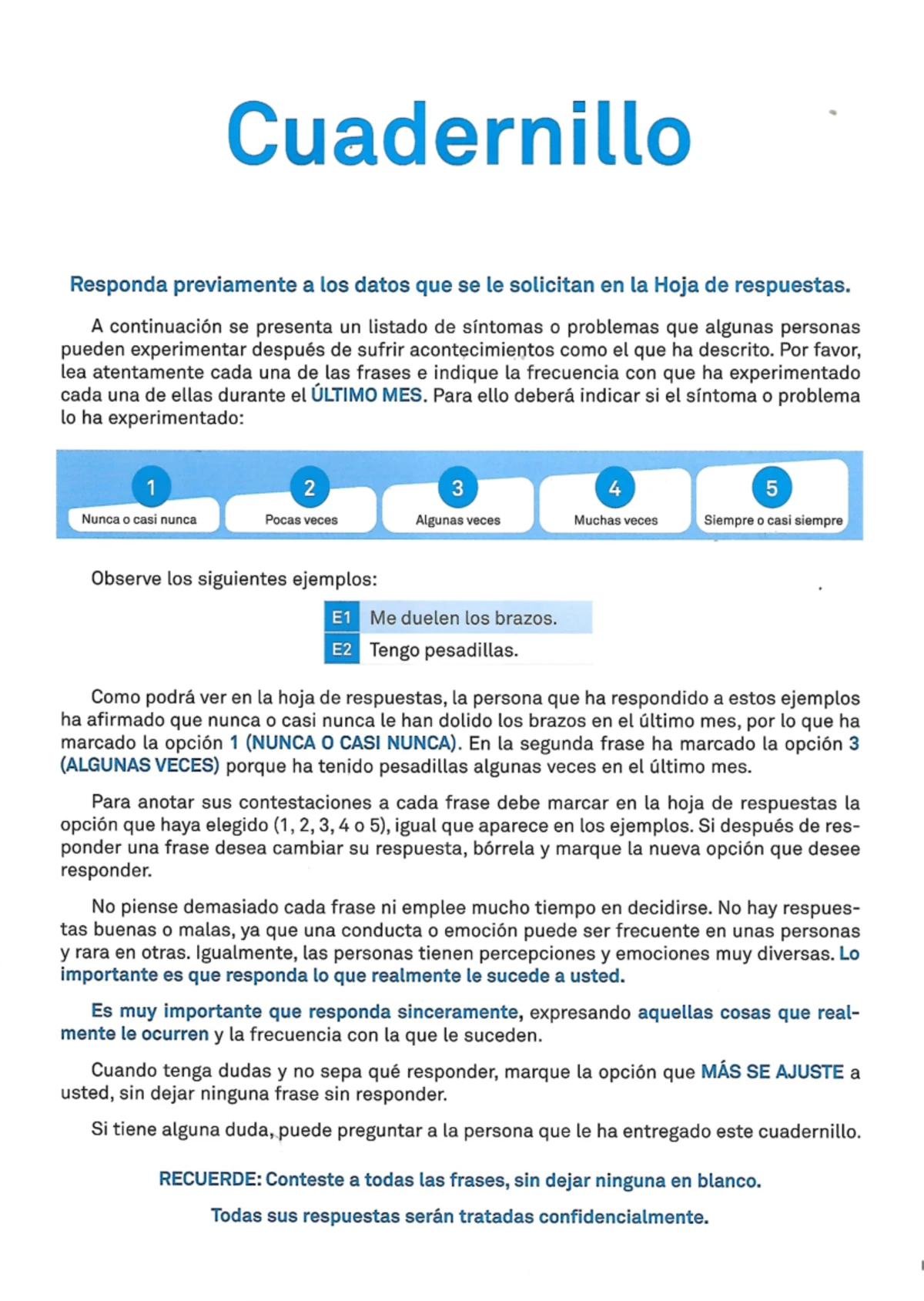 Cuestionario Autoinforme BASC-3 S2 para Niños de 8 a 11 Años - Studocu