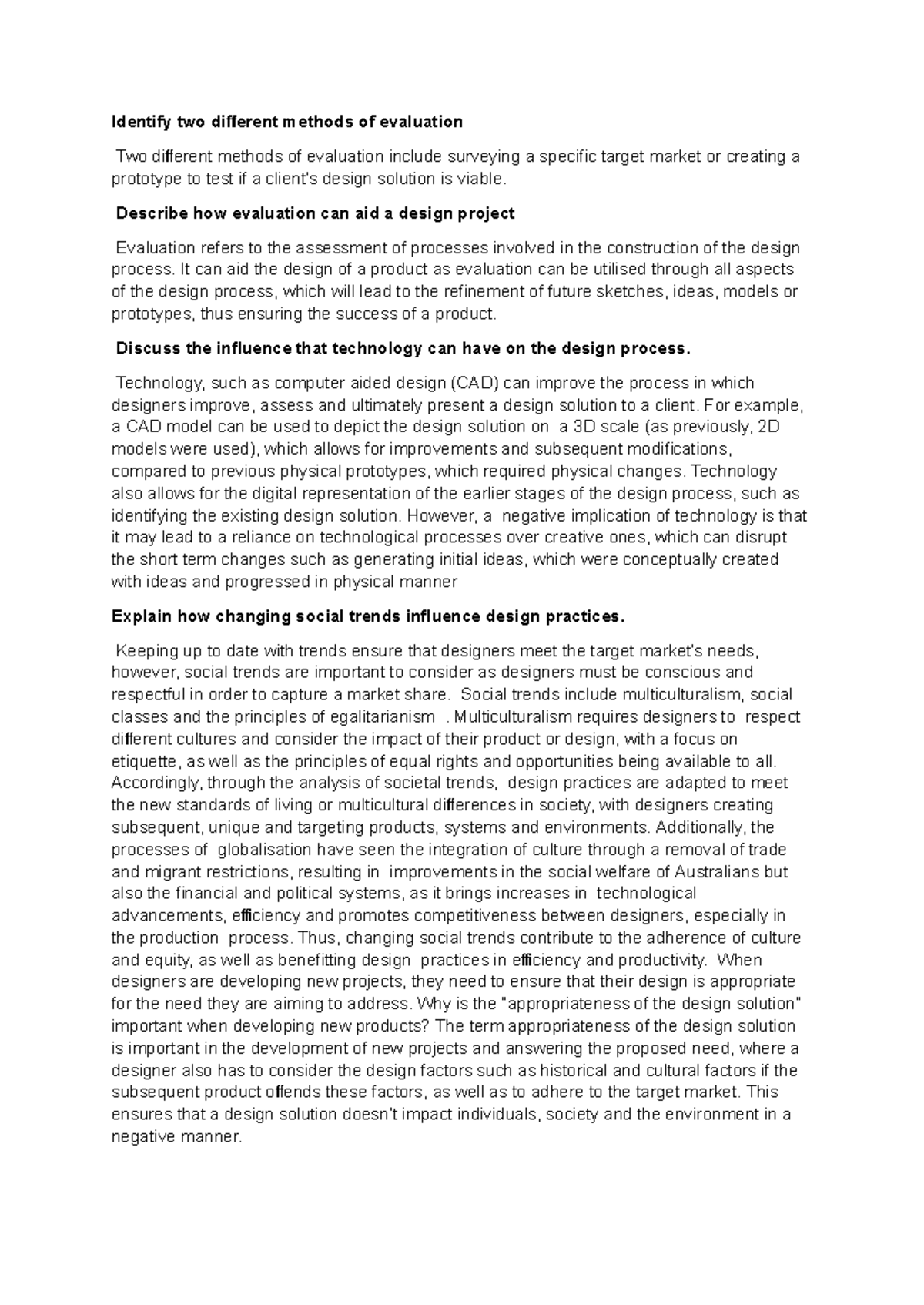 DT Study Notes: Evaluation Methods & Design Influences - Studocu