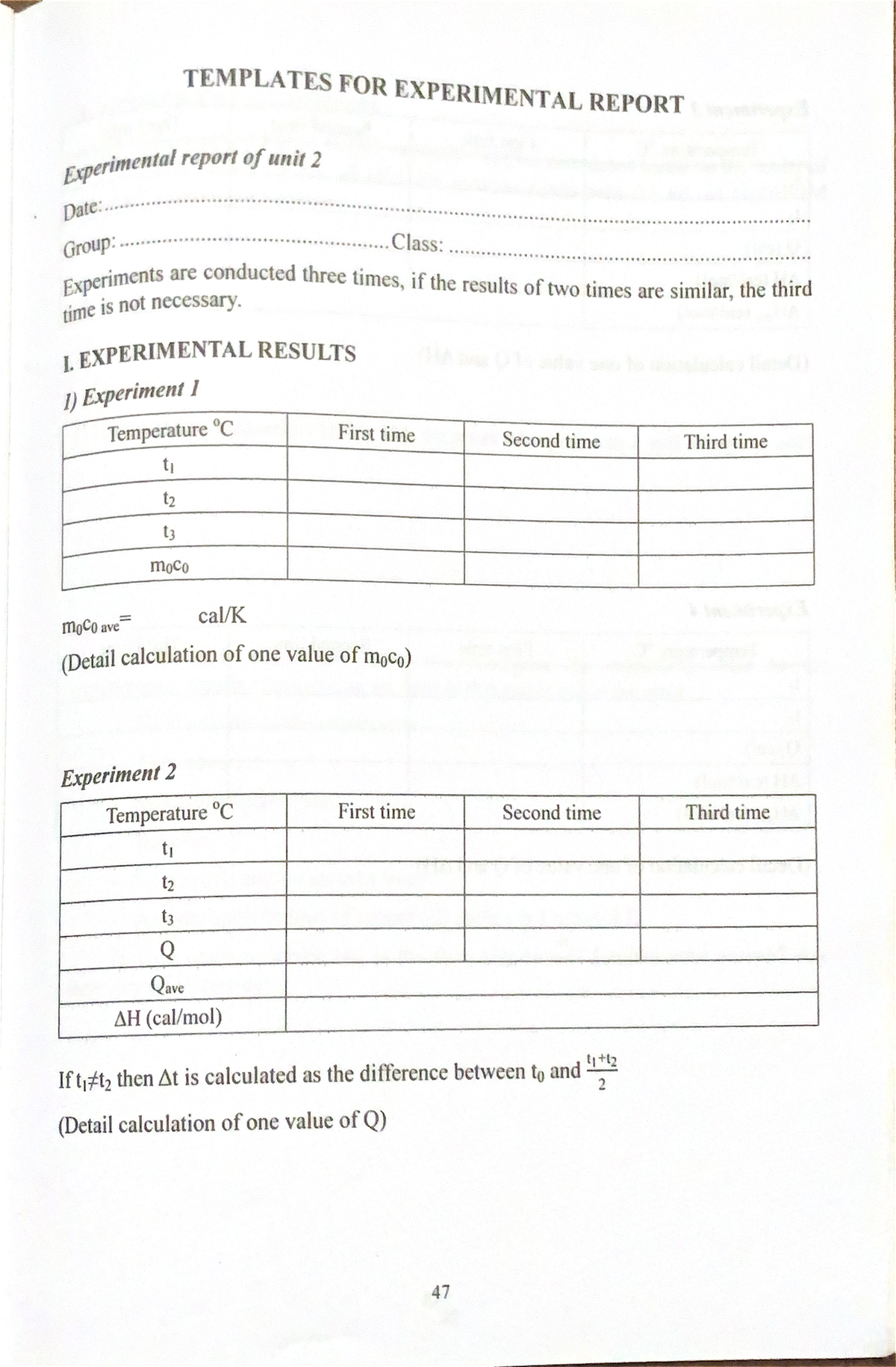 Experimental Report for Unit 2: Analysis and Results - Studocu