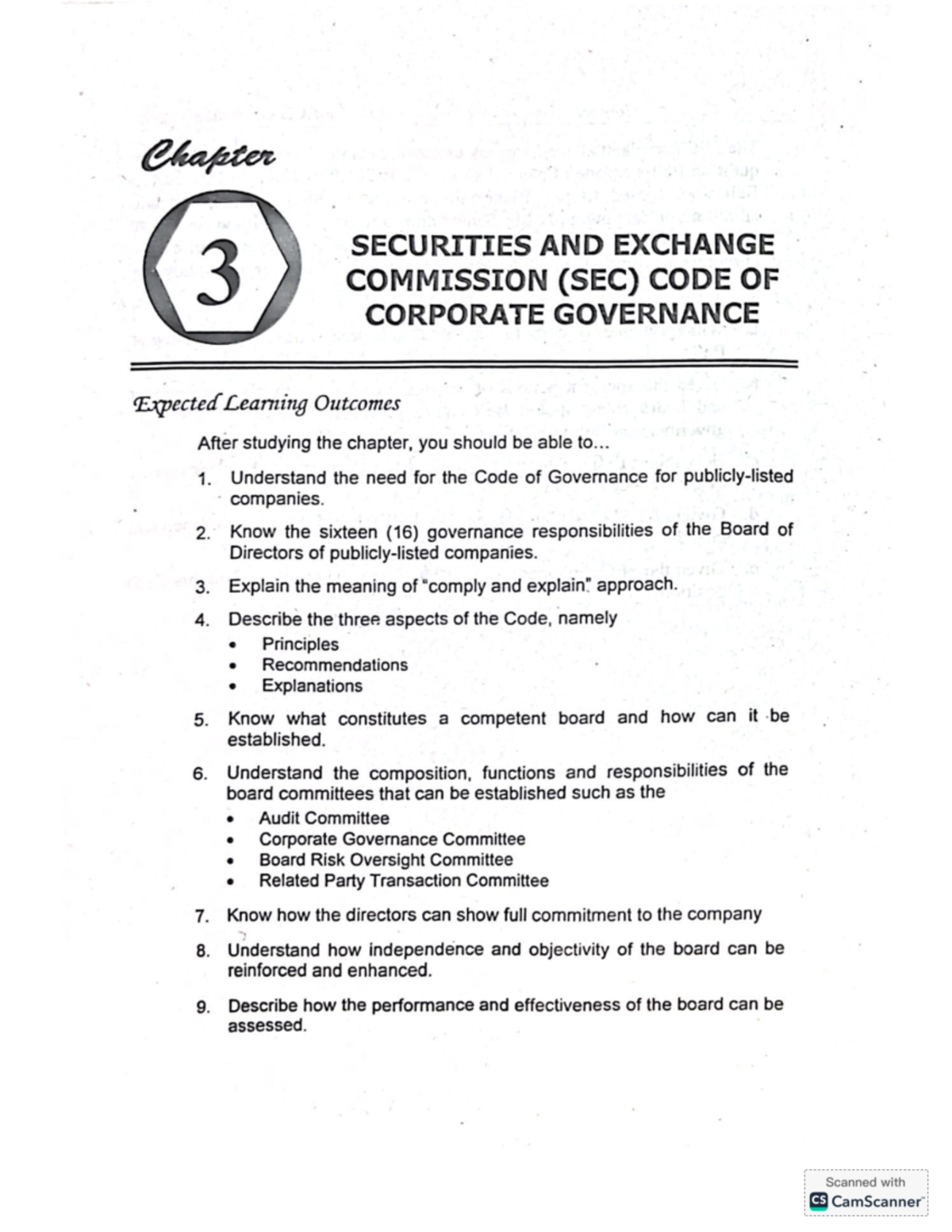 Chapter 3: SEC Code of Corporate Governance Overview and Guidelines ...
