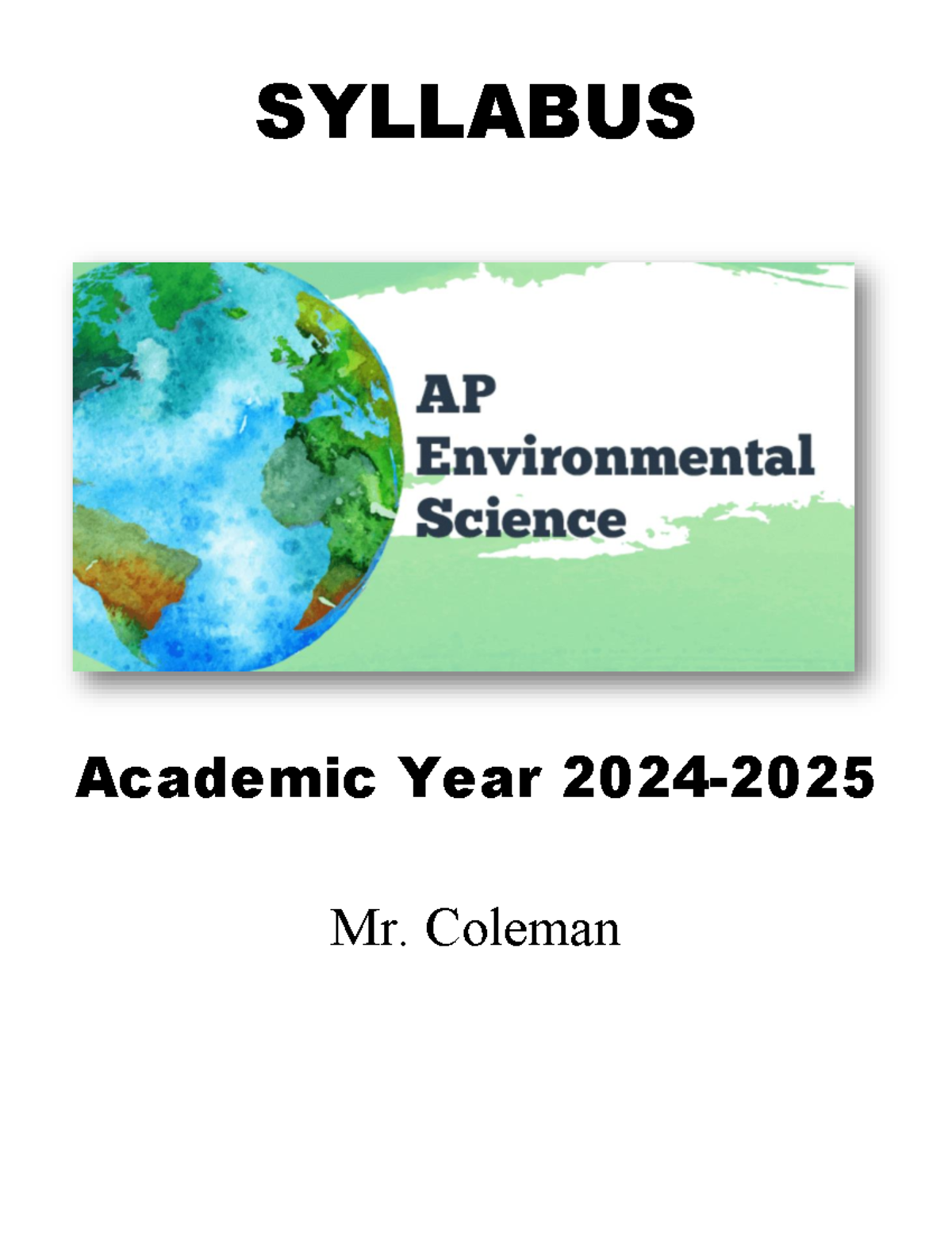 AP Environmental Science Syllabus 2023-2025 - Mr. Coleman - Studocu