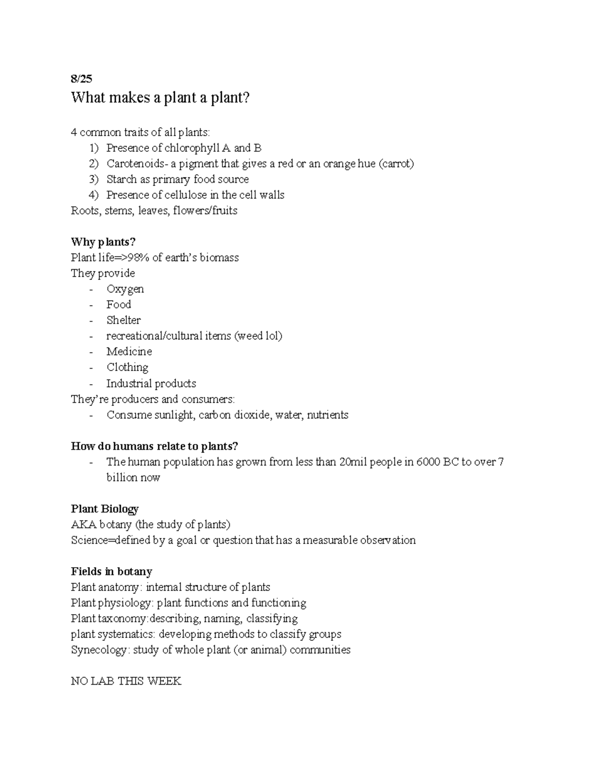 Plant Taxonomy and Anatomy Overview - RWFM 202 Class Notes - Studocu