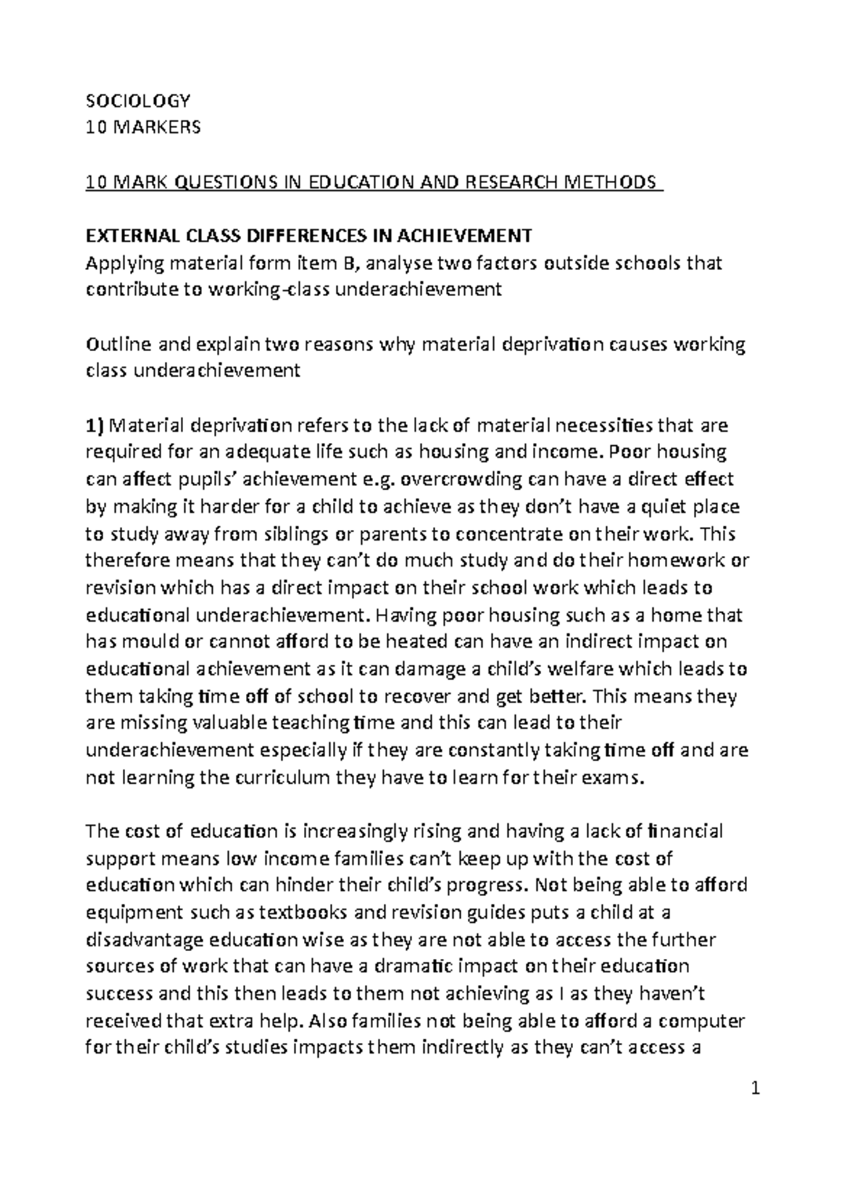 Sample/practice exam June 2018, questions and answers - SOCIOLOGY 10 ...