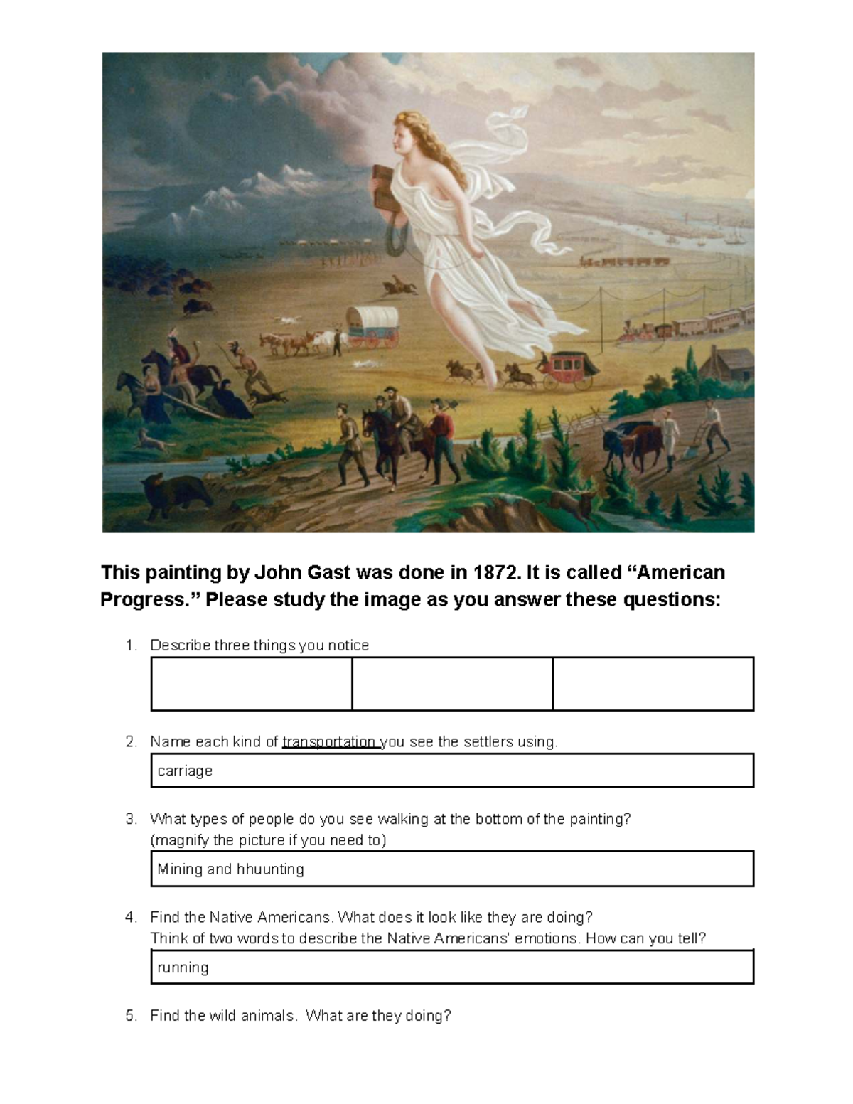 Owen Kelm - Analyzing the Manifest Destiny Painting - Studocu