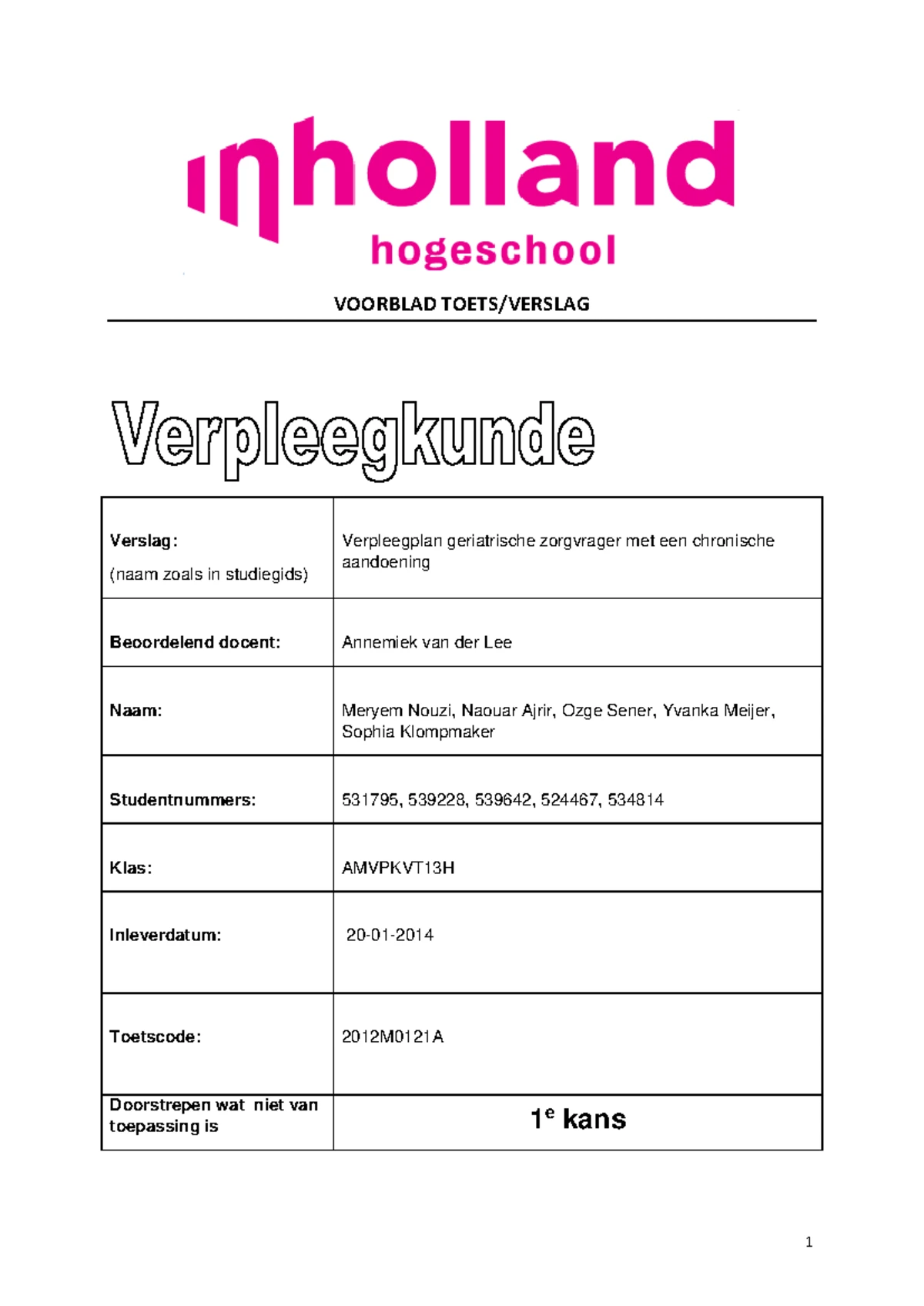 Examenverslag B1-K1 Week 5: Evaluatie Zorgplan en Casusbespreking - Studeersnel