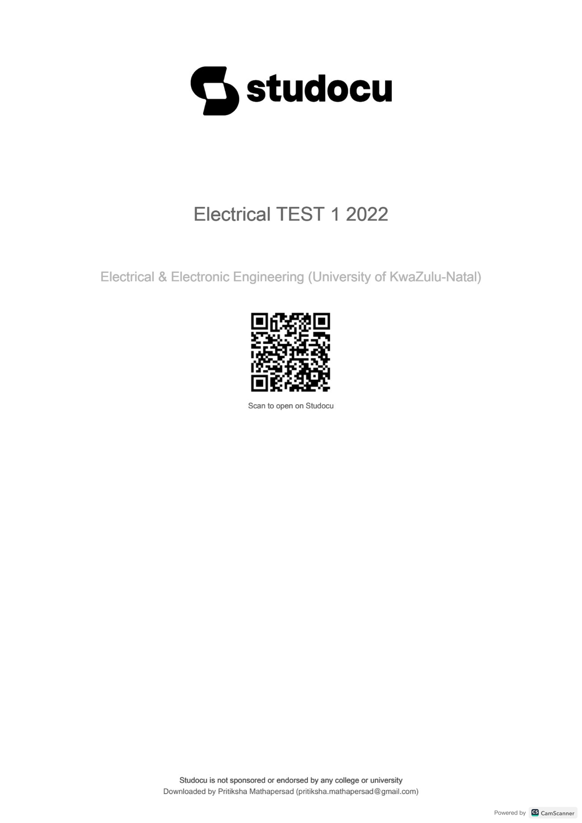 ENEL2EA Electrical Principles 1 Test 1 - March 17, 2022 - Studocu