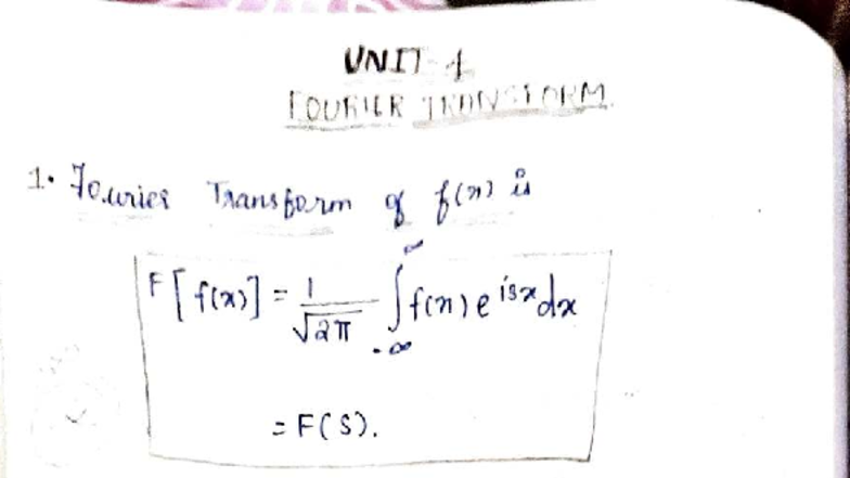 Unit 5 - Lecture Notes on Fourier Transform Concepts - Studocu