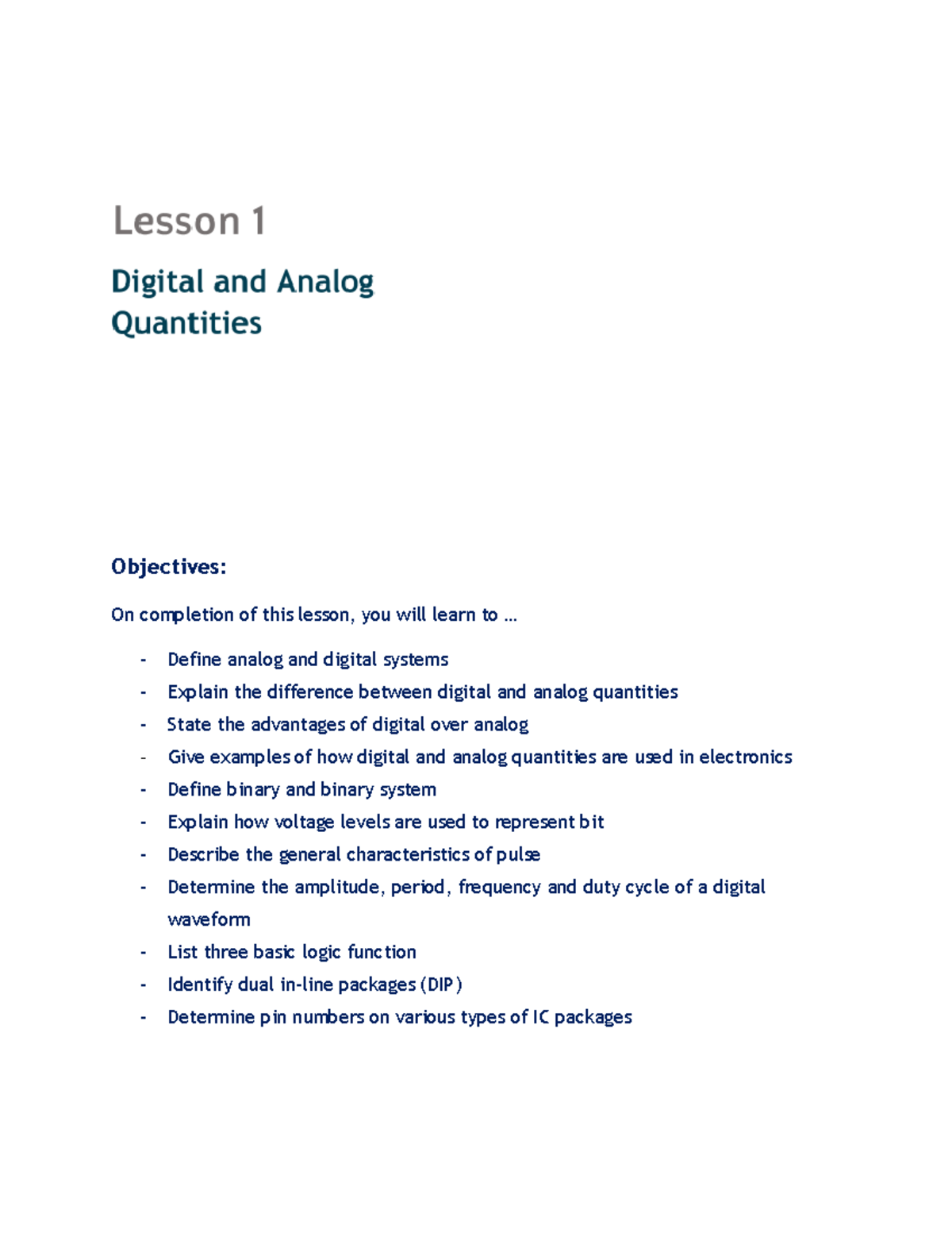 Lesson 22 - Objectives: On completion of this lesson, you will learn to ...