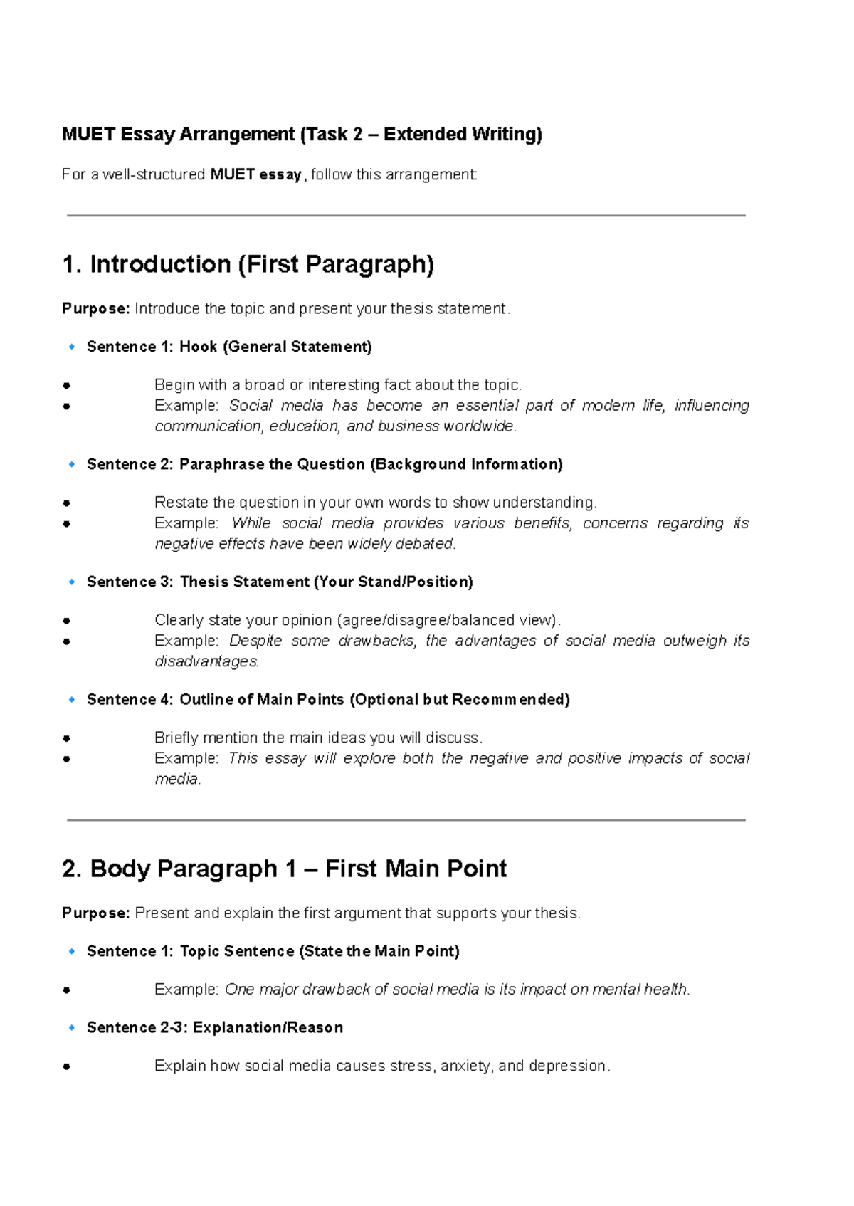 MUET Essay Writing Guide: Structuring Your Argument Effectively - Studocu