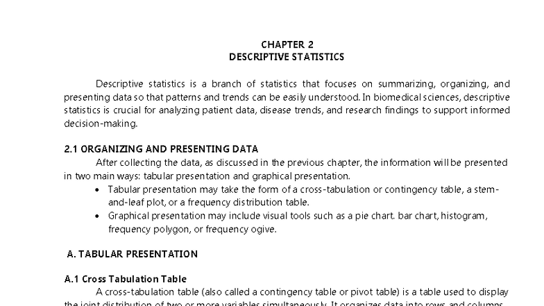 CHAPTER 2 - DESCRIPTIVE STATISTICS: STUDY NOTES - Studocu