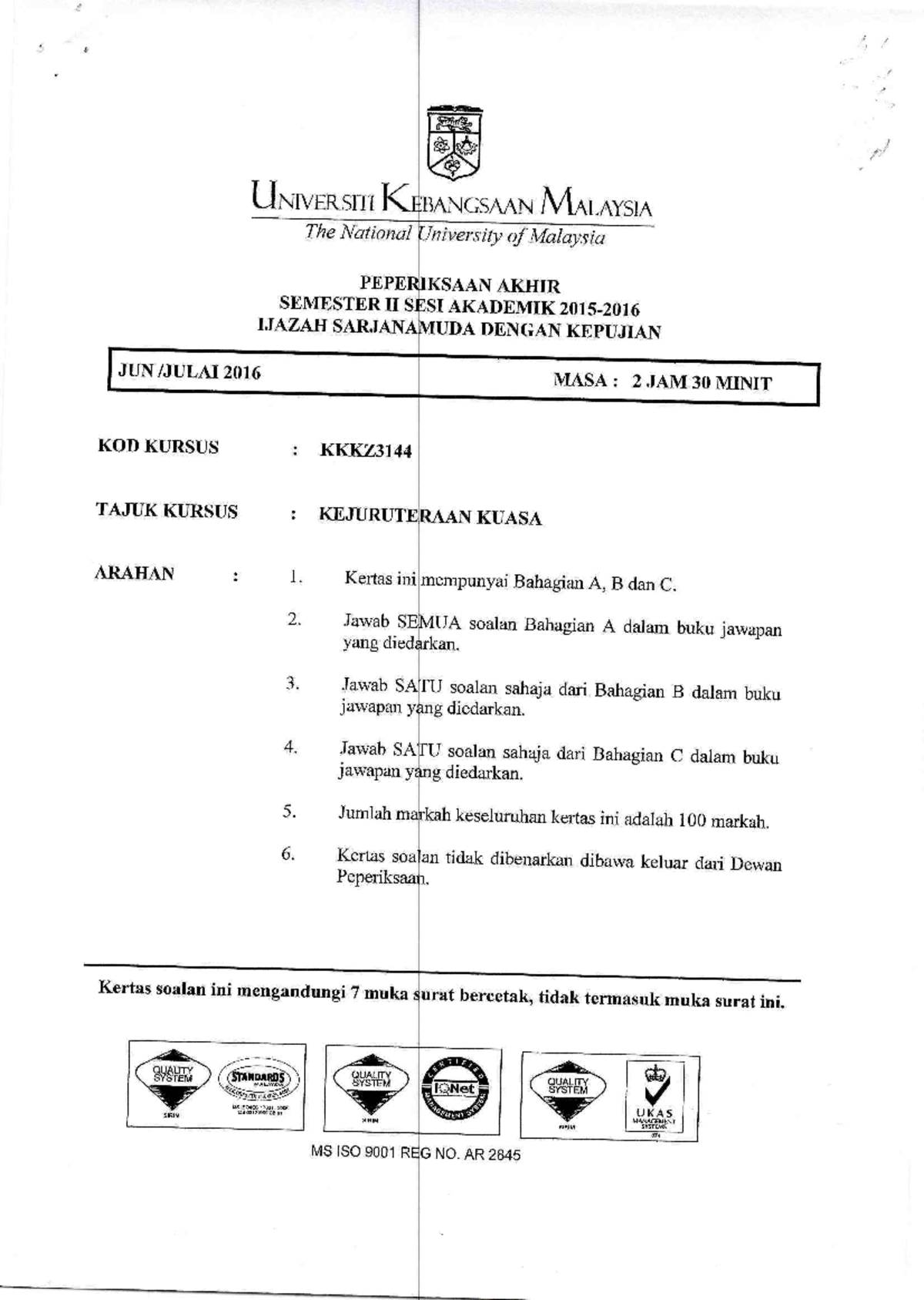 KKKZ3144 KEJURUTERAAN KUASA - UNIVERsm KEBANGSAAN MALAYSIA The National ...