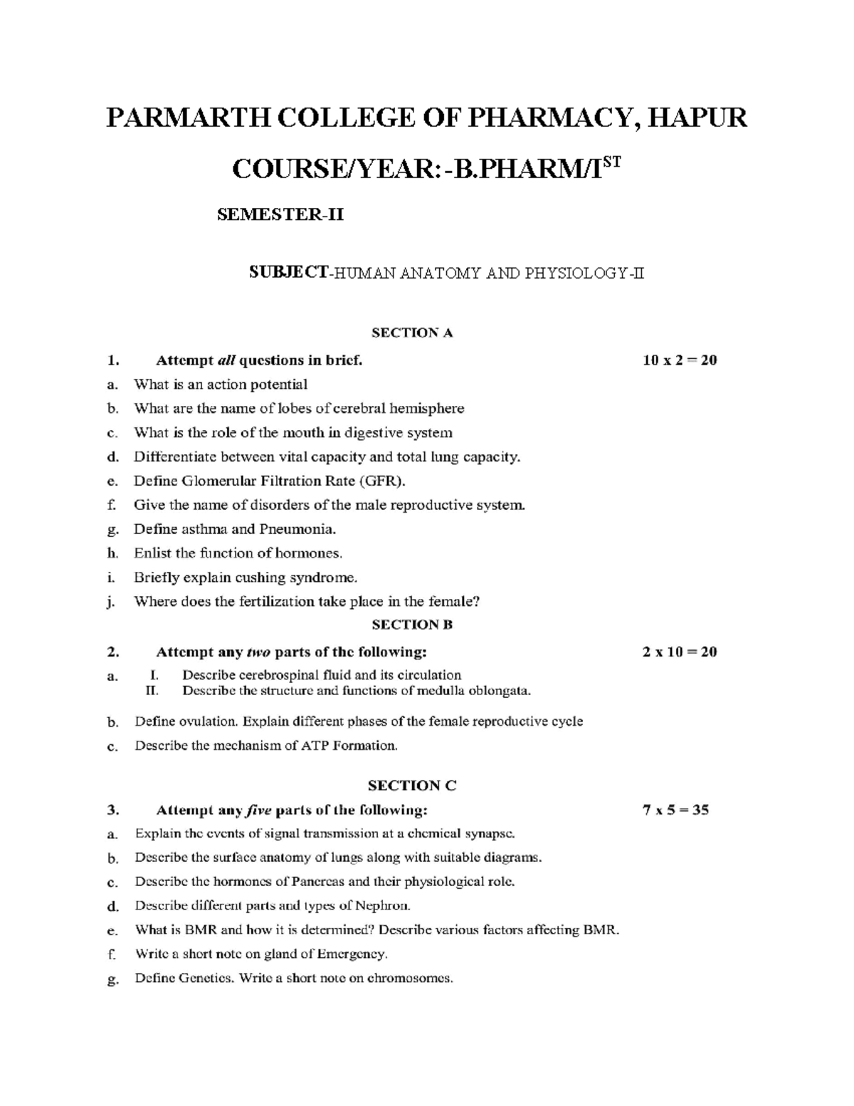 HAP-II Anatomy Final Exam Questions and Answers - Studocu