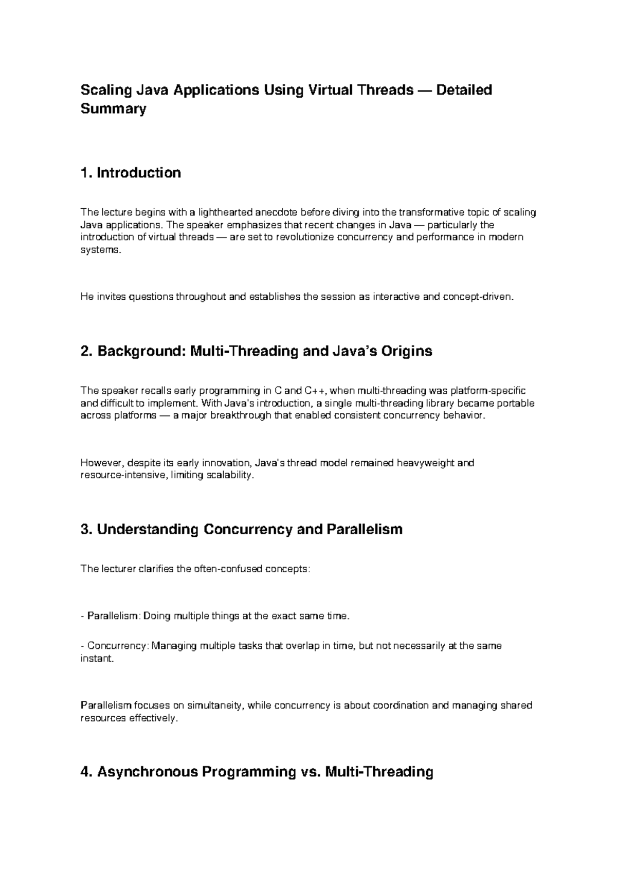 Scaling Java Applications with Virtual Threads: Lecture Summary - Studocu
