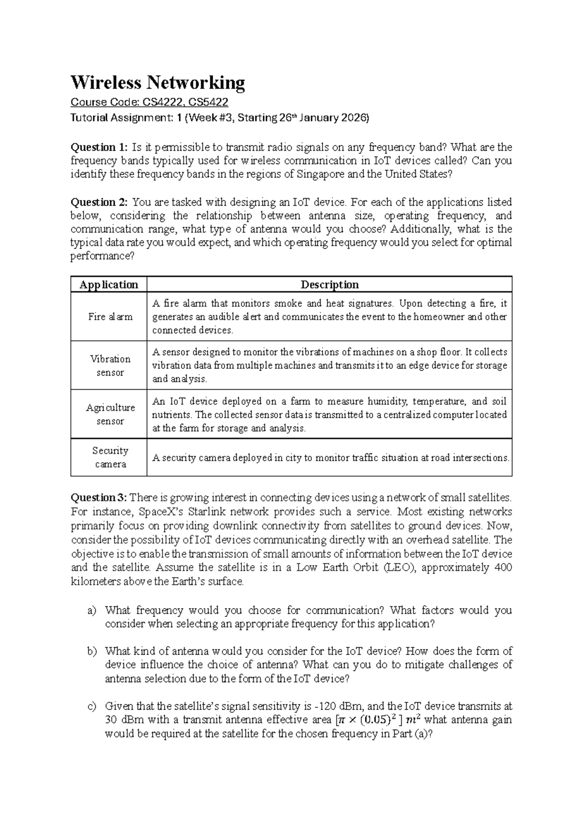 CS5422 Wireless Networking Tutorial 1: IoT Device Design & Frequency ...