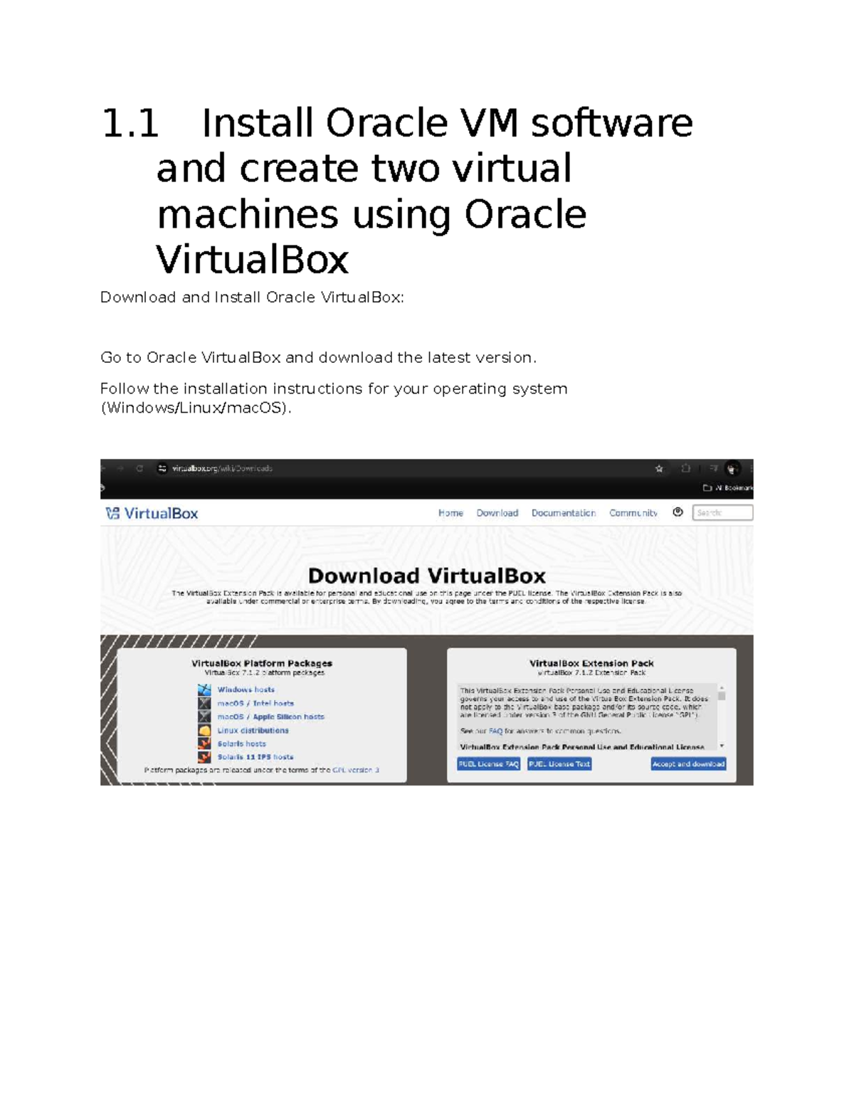 Oracle VM Installation & VM Setup Guide (Project2024) - Studocu