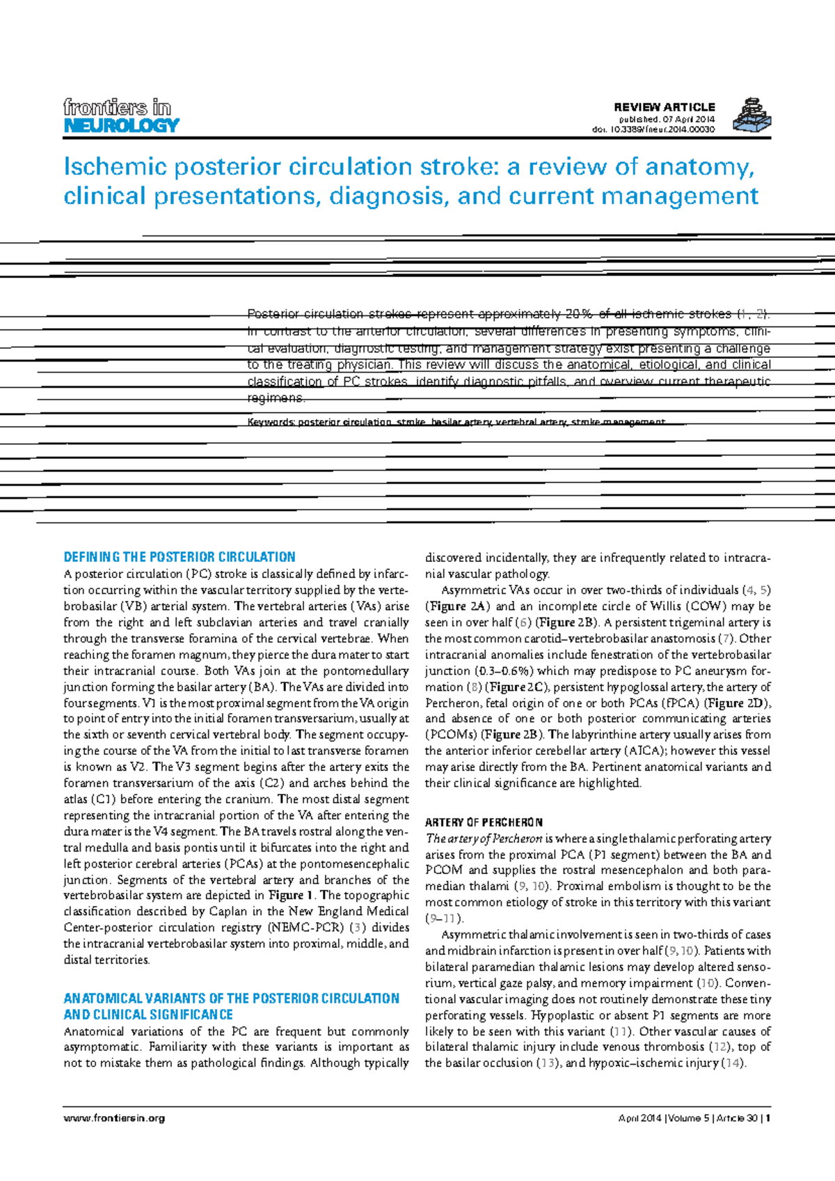 Ischemic Posterior Circulation Stroke: Anatomy, Diagnosis & Management ...