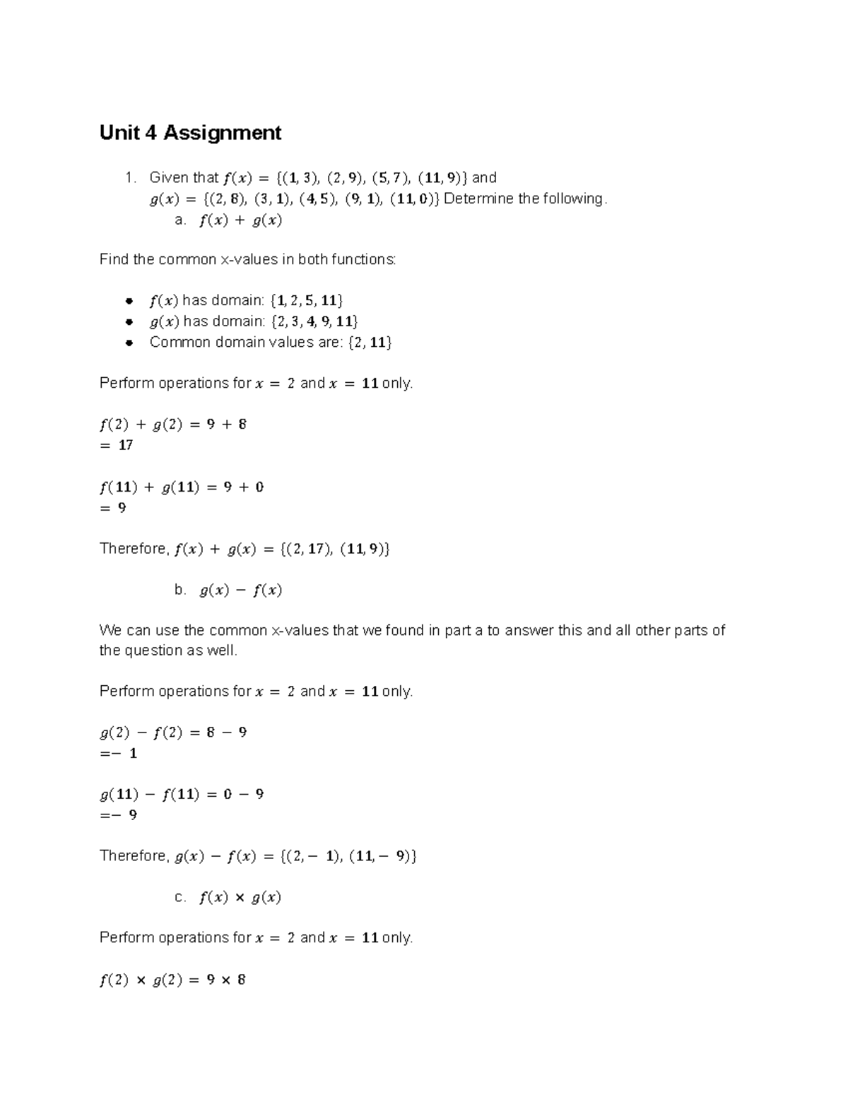MHF4U - Unit 4 Functions: Domain, Range, and Rates of Change Analysis ...