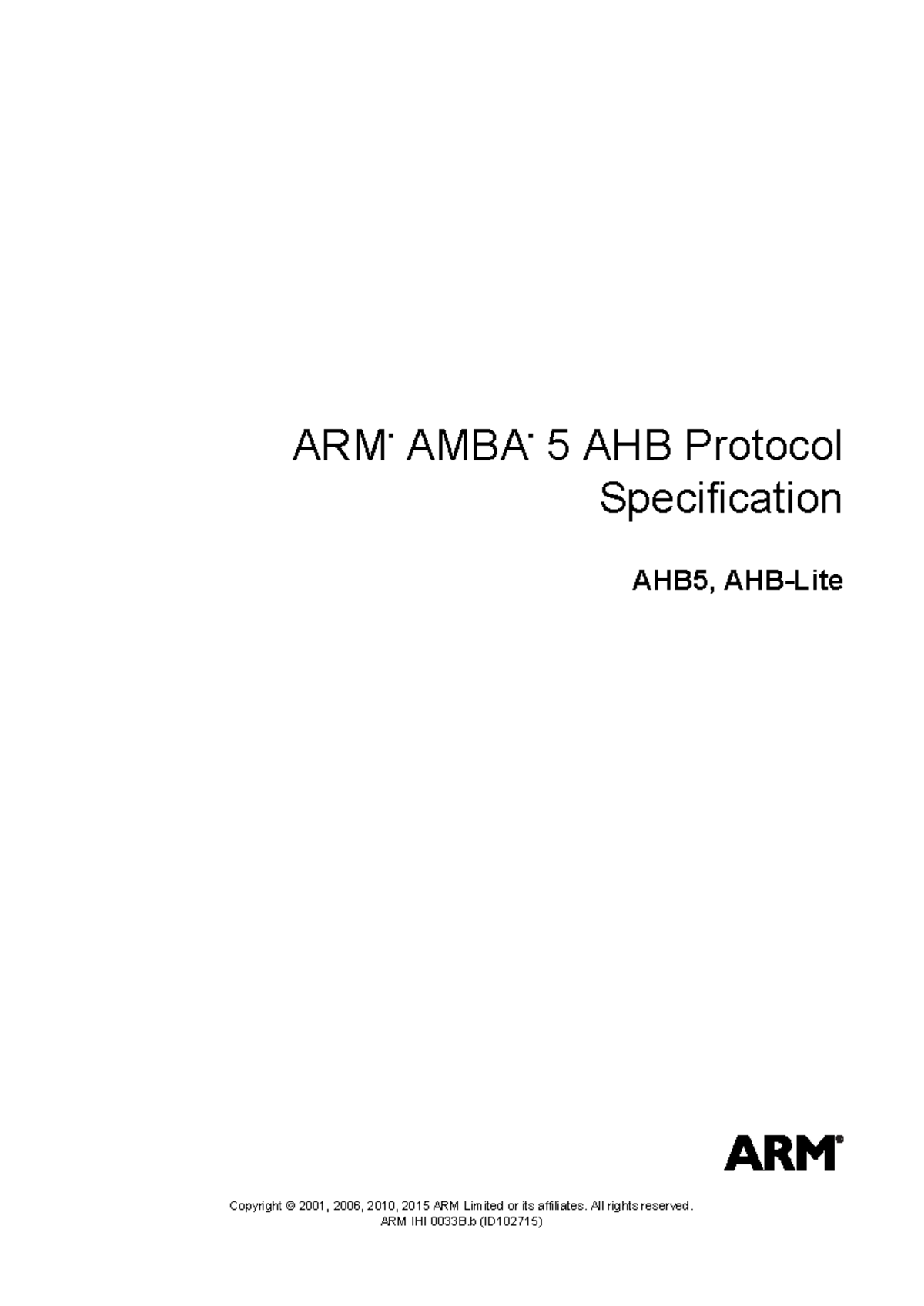 ARM AMBA 5 AHB Protocol Specification - Detailed Overview and ...