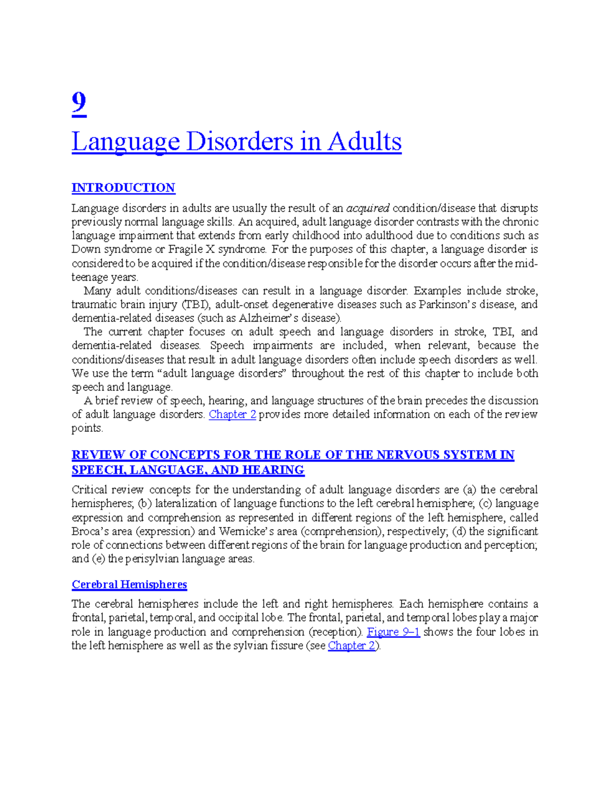 Language Disorders in Adults: Focus on Stroke, TBI, & Dementia - Studocu