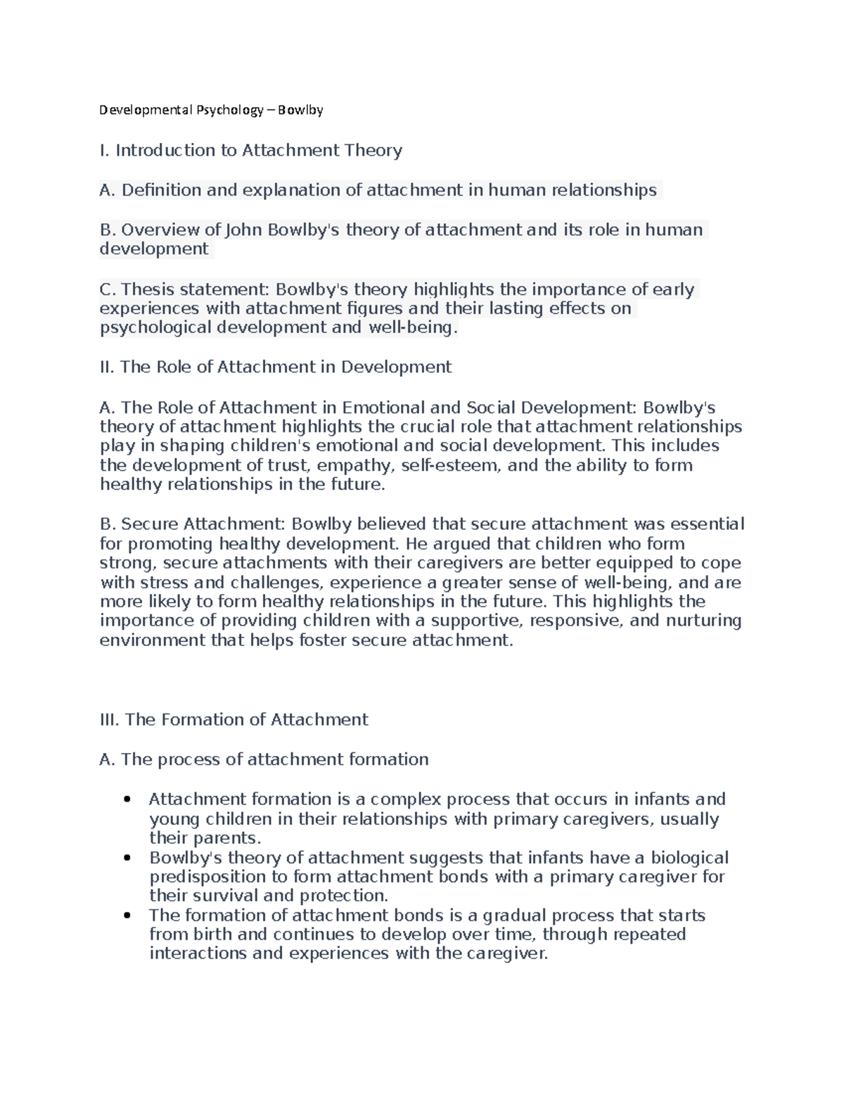 Developmental Psychology – attachment - Developmental Psychology ...